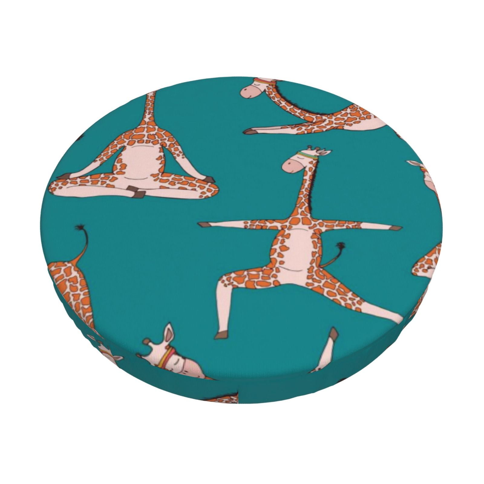 Junzan Giraffes Doing Various Yoga Bar Stool Cover Round Seat Cushion ...