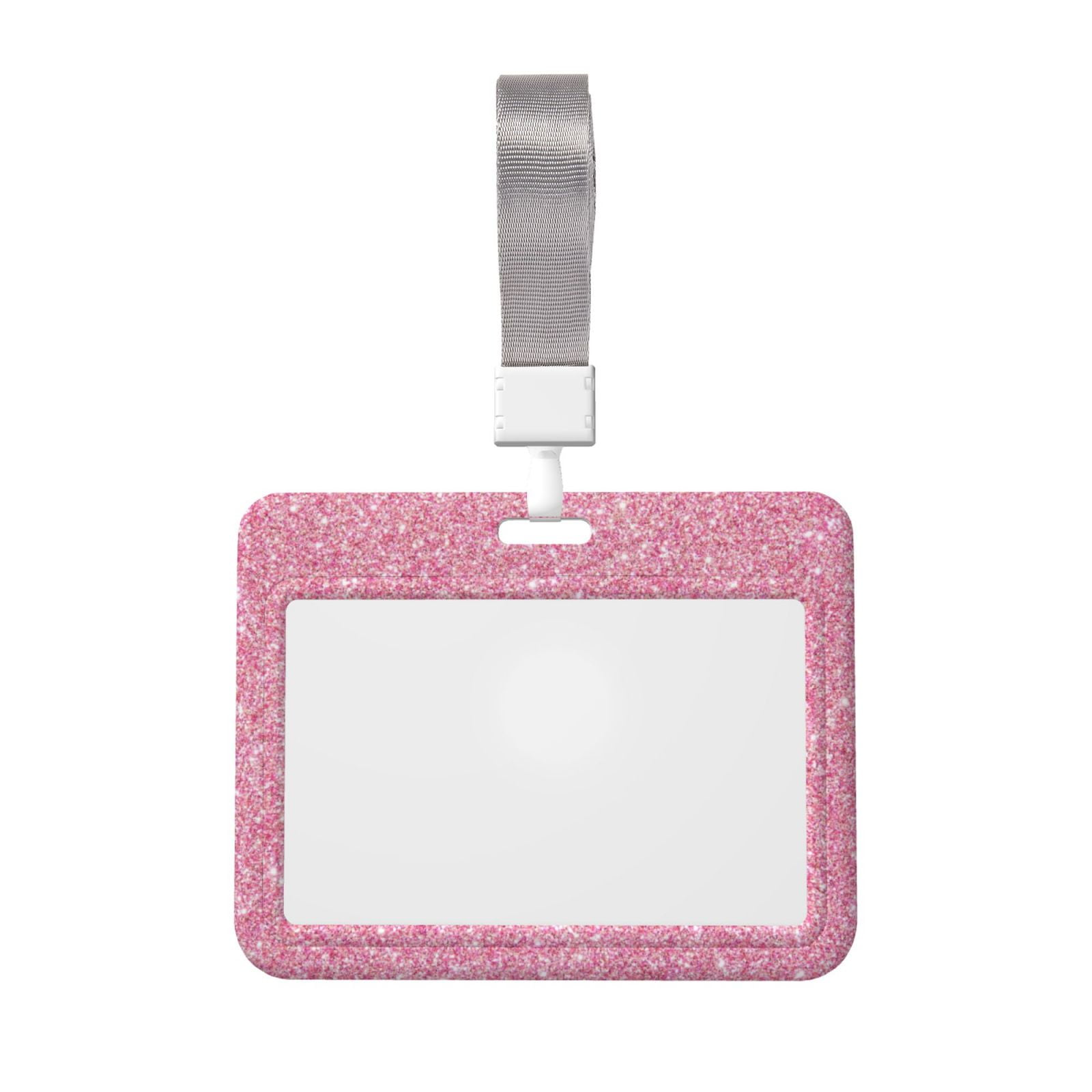Junzan Glitter Pink Id Badge Holder With Windows Key Card Work Badge ...