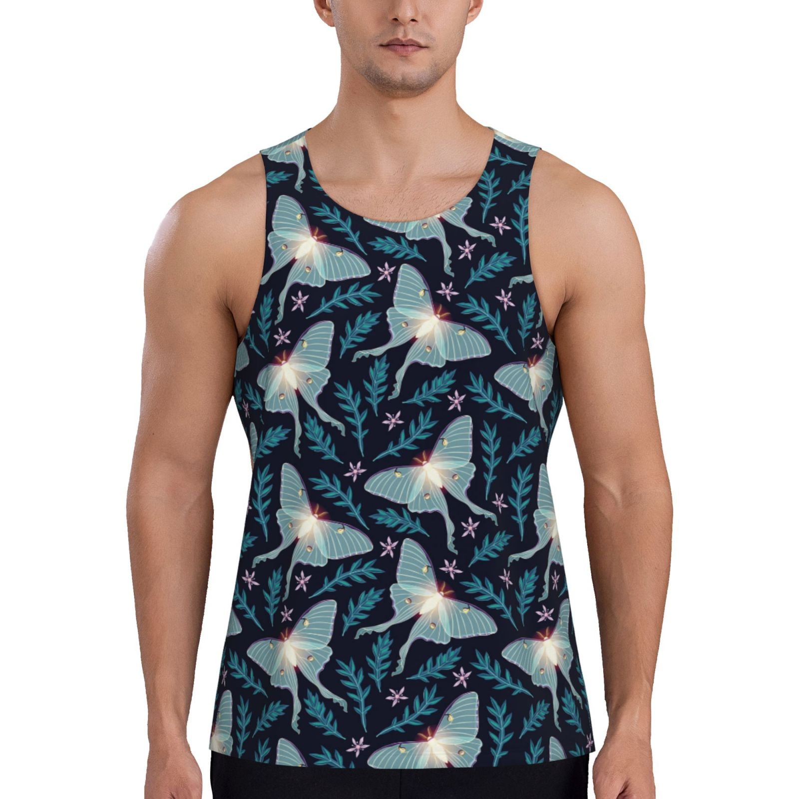 Junzan Glowing Butterfly for Men's Workout Tank Top Gym Muscle Tee ...