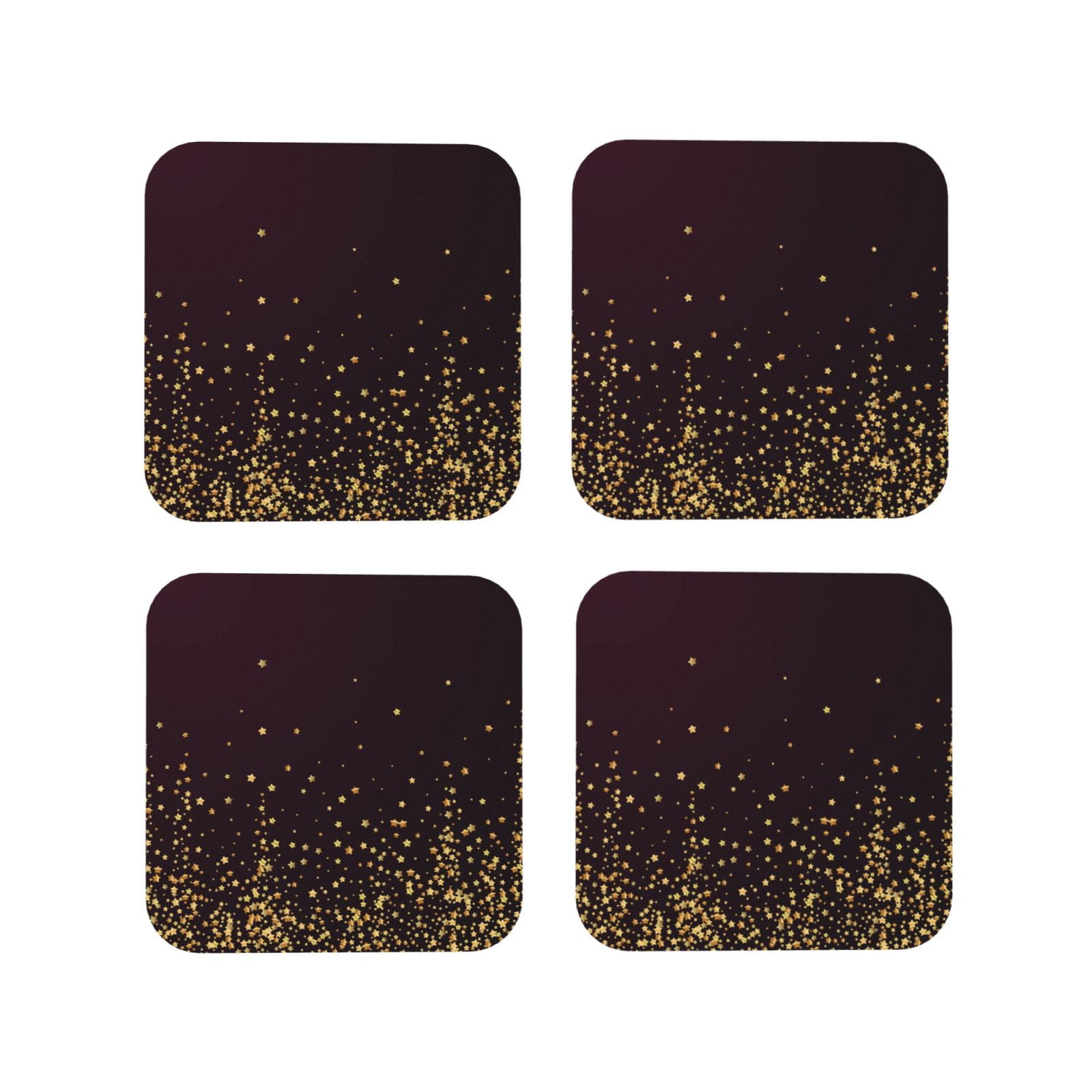Junzan Gold stars luxury sparkling Print Coasters for Drinks - Leather ...