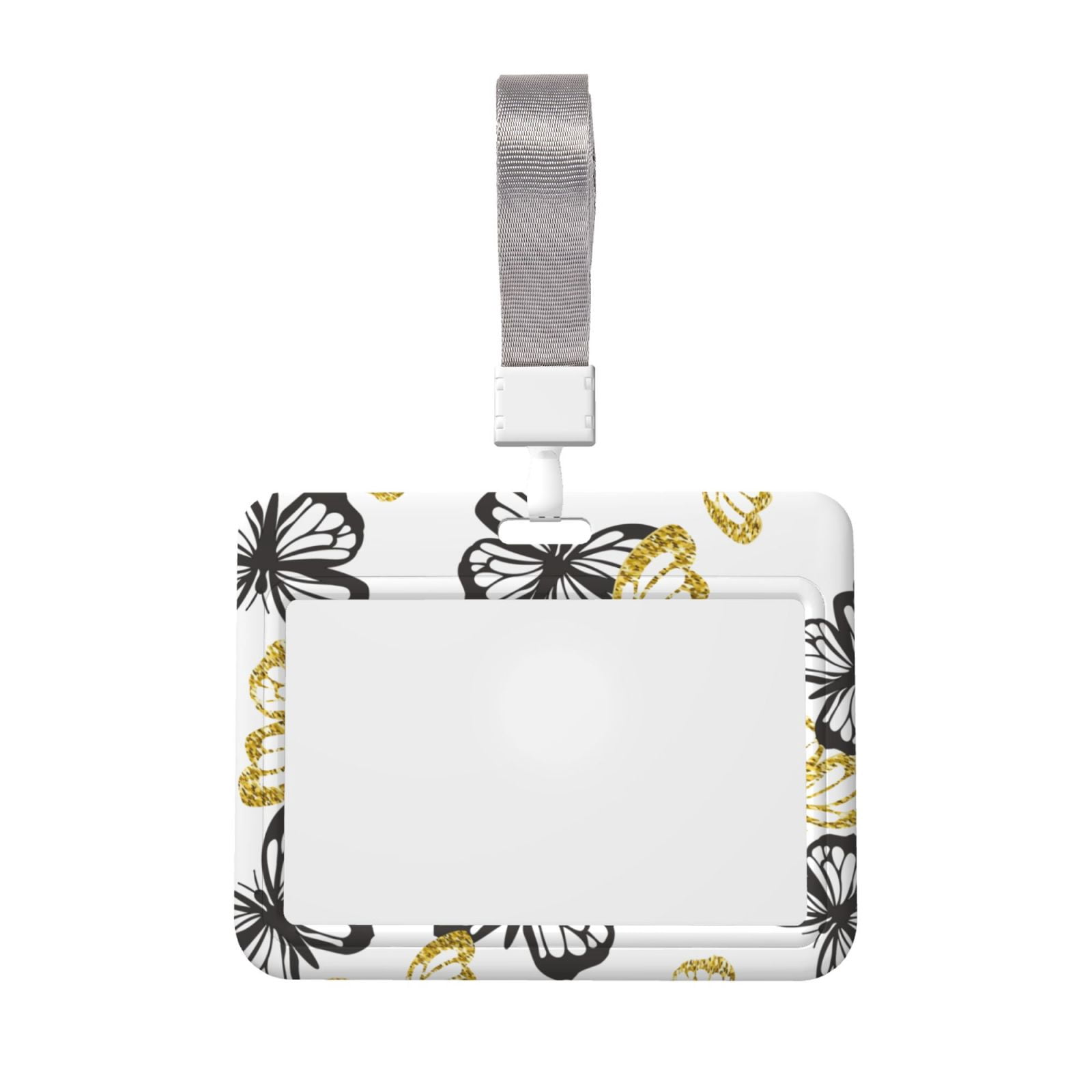 Junzan Golden Glitter Butterflies Id Badge Holder With Windows Key Card ...