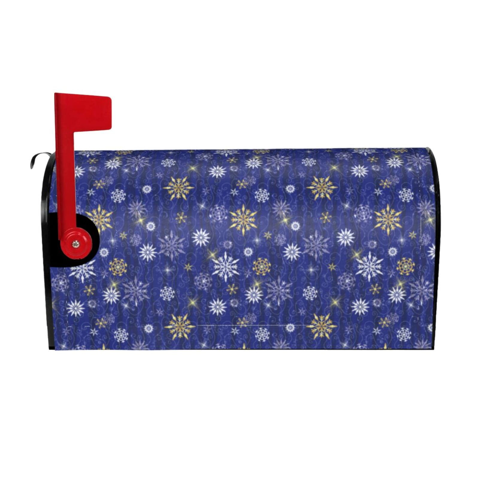 Junzan Golden Snowflakes Royal Blue Pattern Mailbox Covers,Magnetic ...