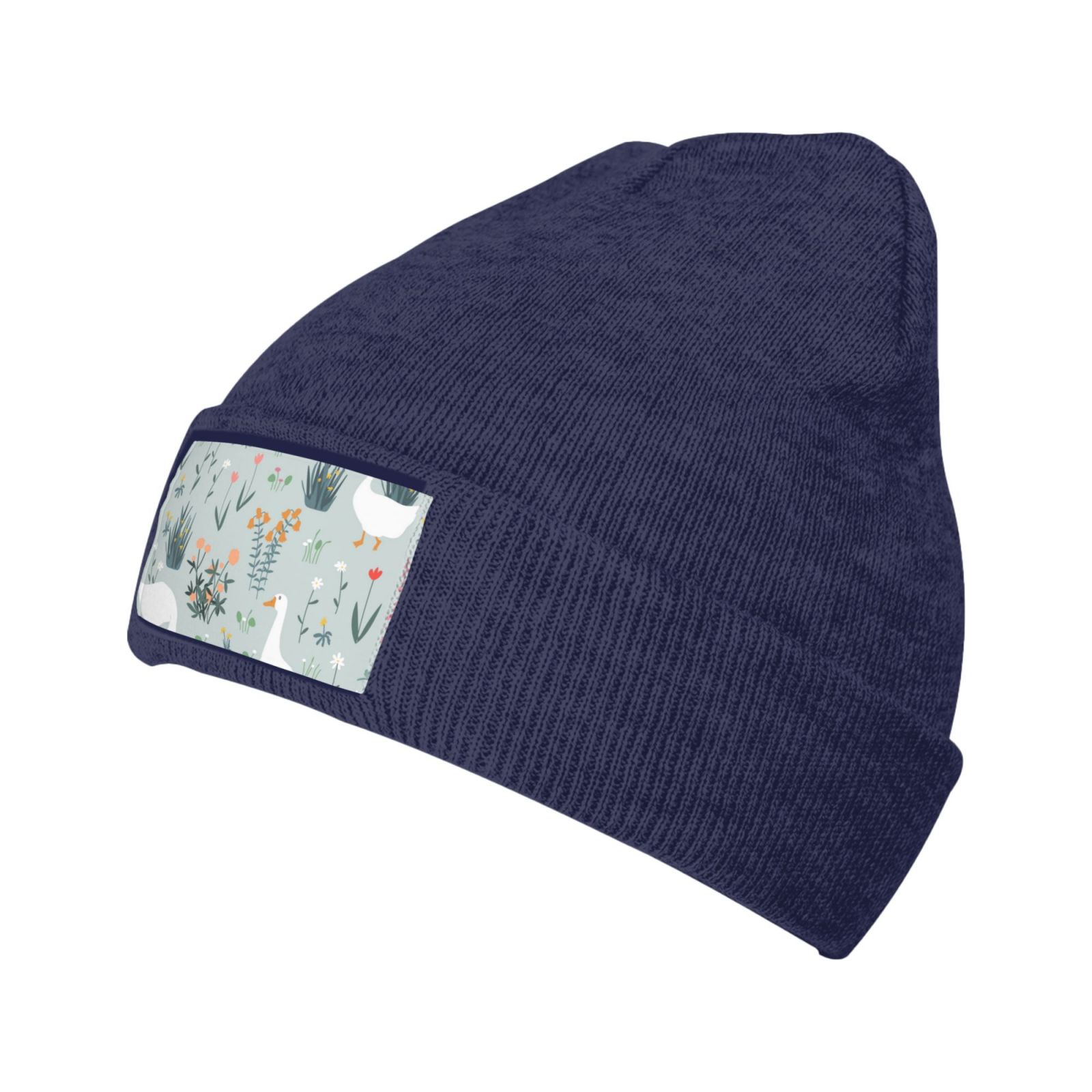 Junzan Goose And Doodle Flowers Mens Winter Hats Thick Knit Cuff Beanie ...