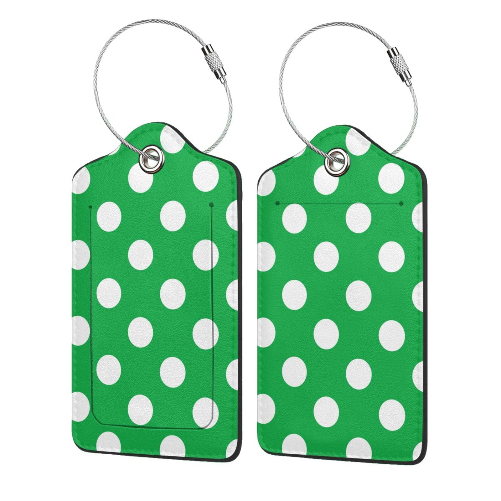 Junzan Green And White Polka Dot for Luggage Tags,Leather Luggage Tags ...