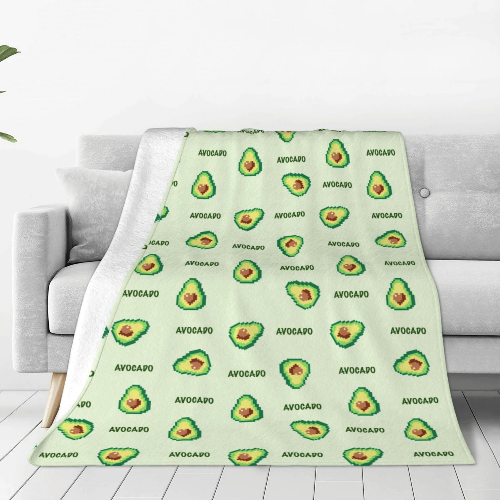 Junzan Green Avocado Print Flannel Fleece Blanket Throw Blanket For Bed ...