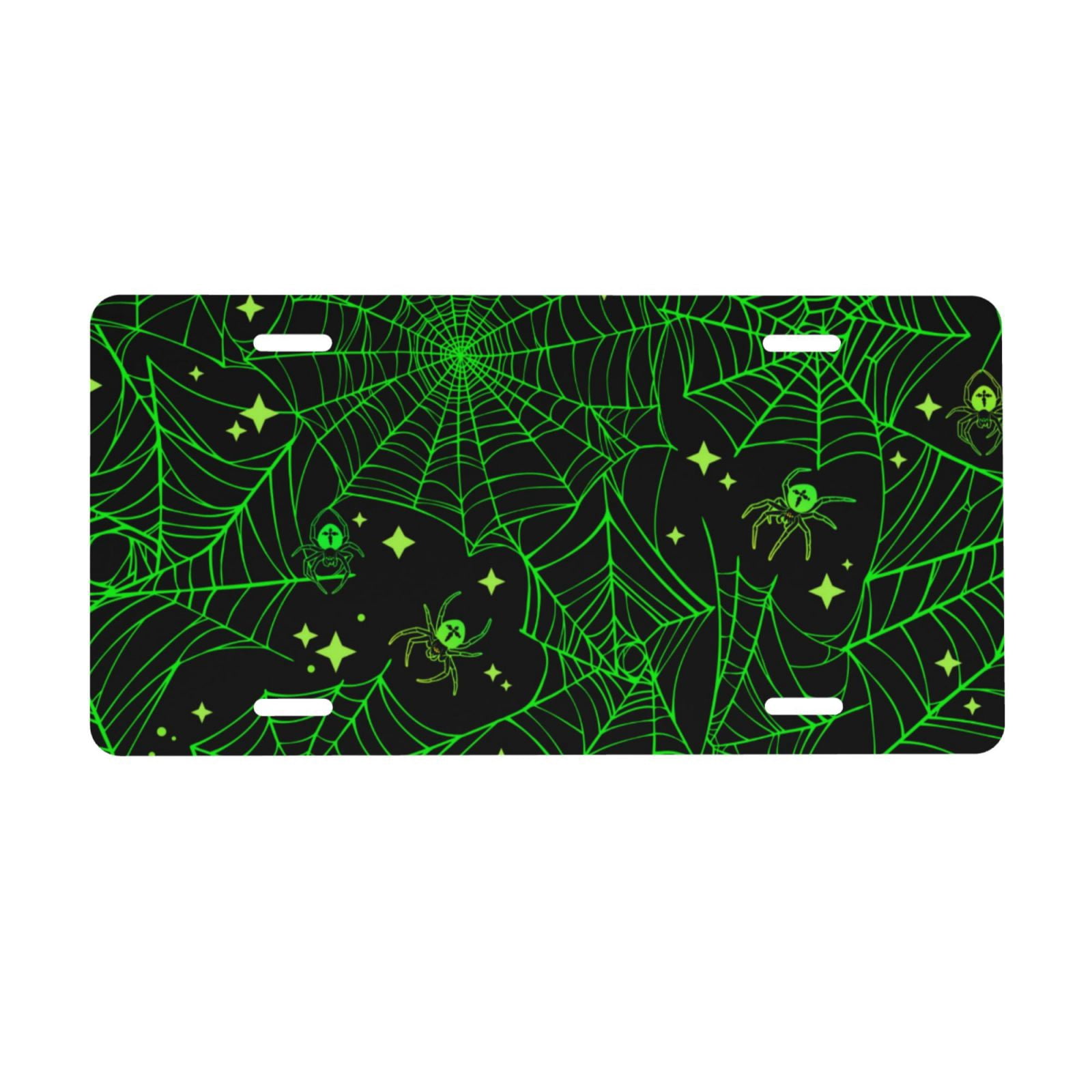 Junzan Green Bright Web With Spiders Front License Plate Covers ...