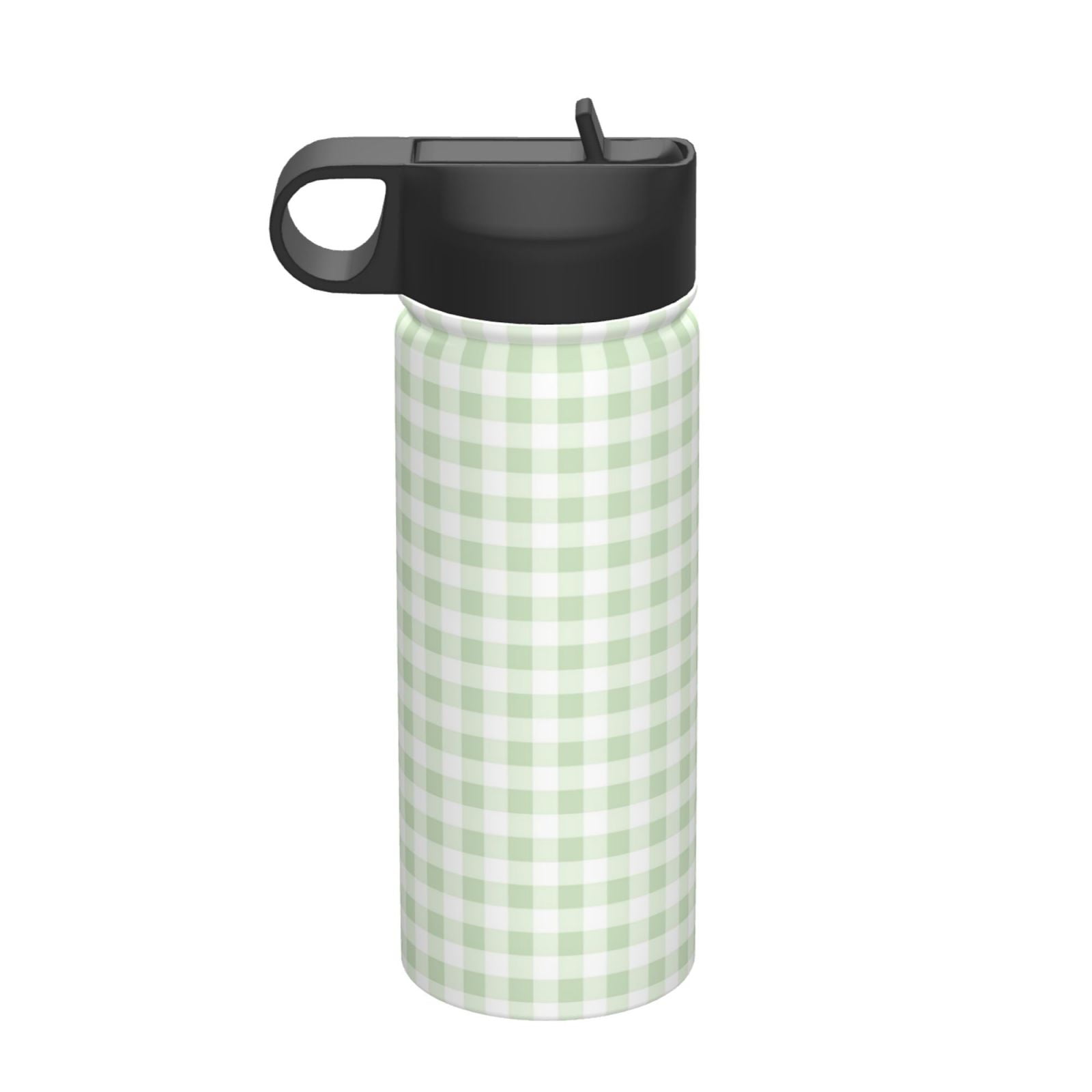 Junzan Green Checkboard Pattern Stainless Steel Sports Water Cup Flask ...