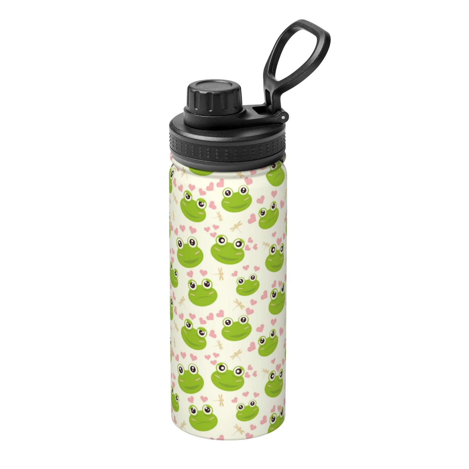 Junzan Green Frog Pattern 18OZ Stainless Steel Sports Water Cup Flask,Insulated Water Bottle ...