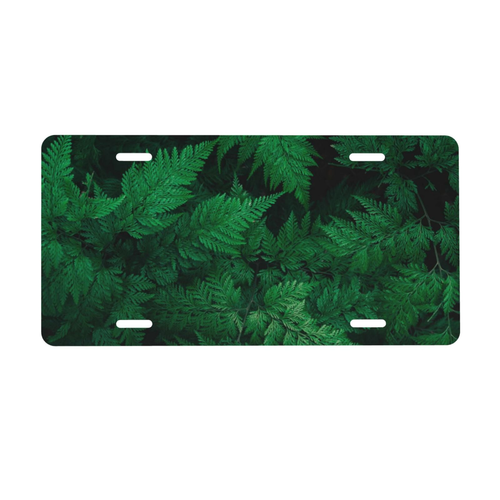 Junzan Green Leave Fern Front License Plate Covers Decorative Car Metal ...