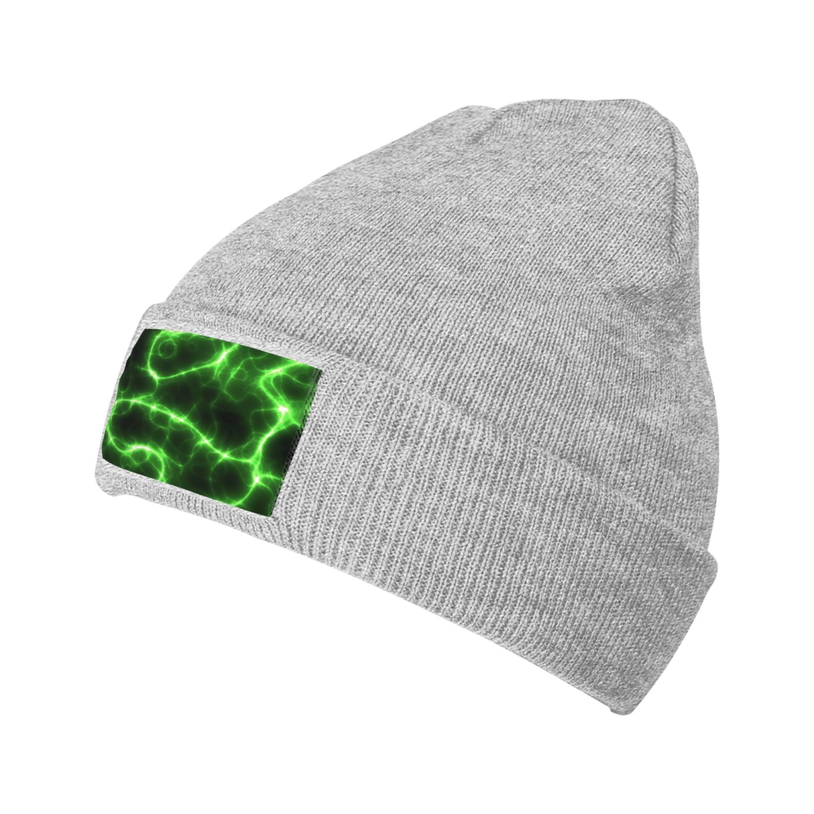 Junzan Green Lightning Mens Winter Hats Thick Knit Cuff Beanie Cap ...