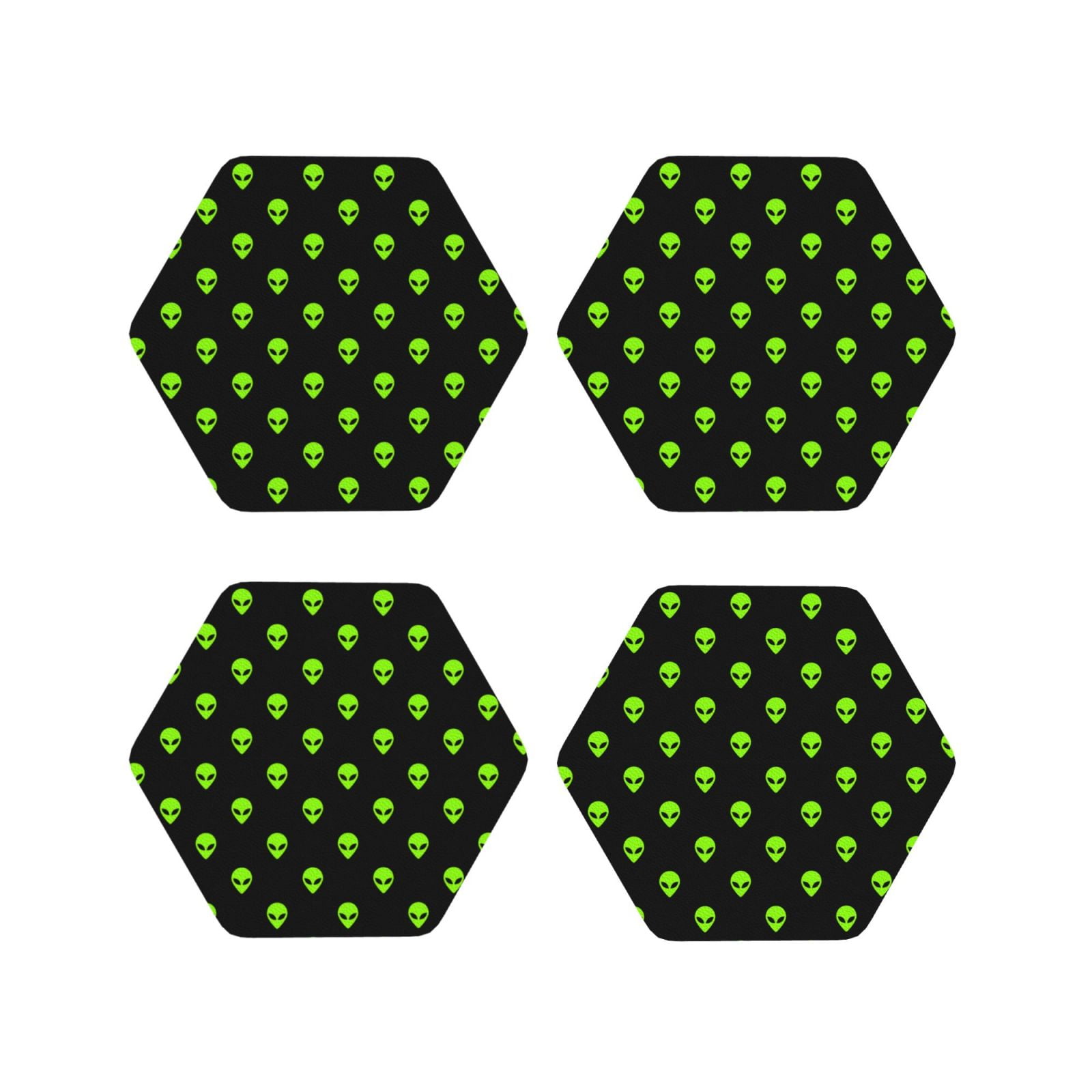 Junzan Green Monster Print Coasters for Drinks - Leather Coasters Set ...