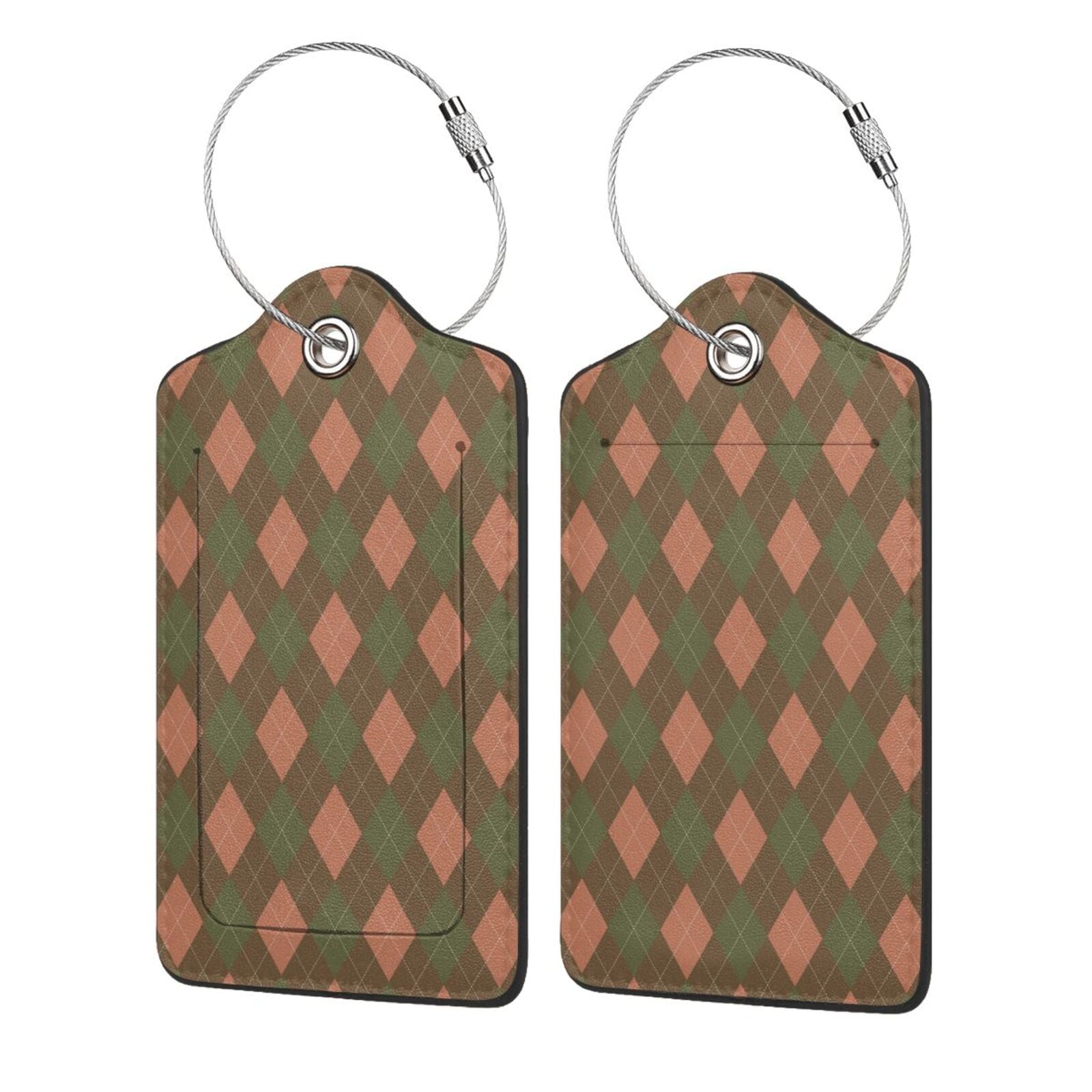 Junzan Green and Pink Squares for Luggage Tags,Leather Luggage Tags for ...