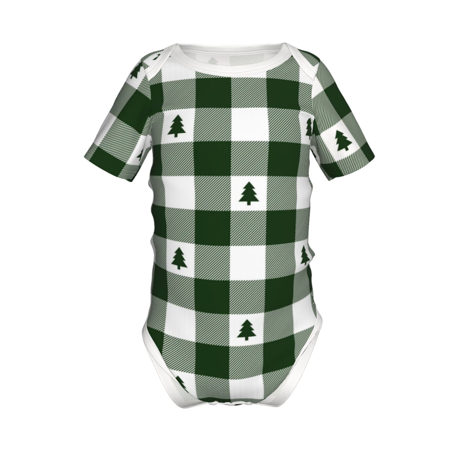 Junzan Green White Lumberjack Plaid Print Short-Sleeve Baby Climbing ...