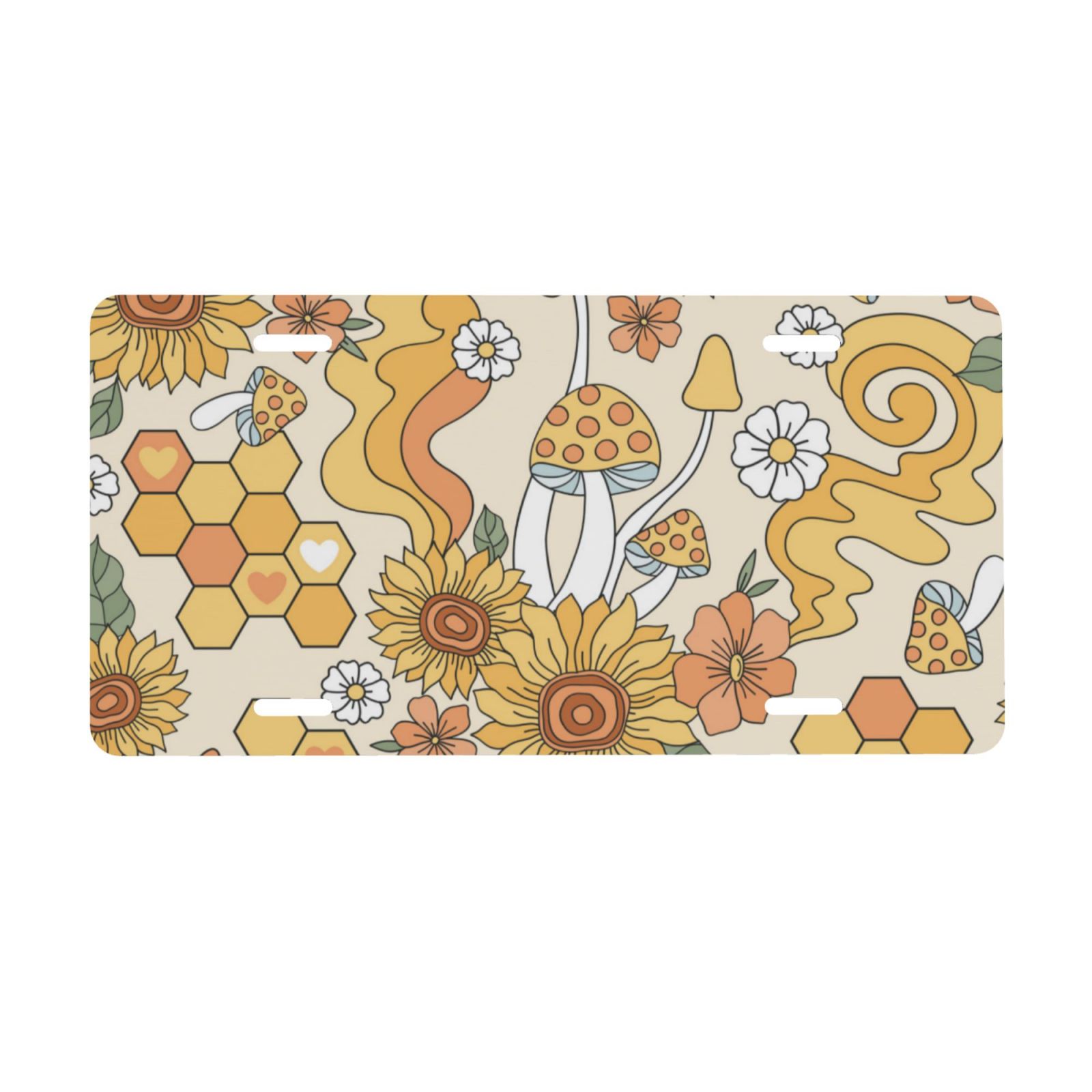 Junzan Groovy Hippie Flower Mushrooms Front License Plate Covers ...