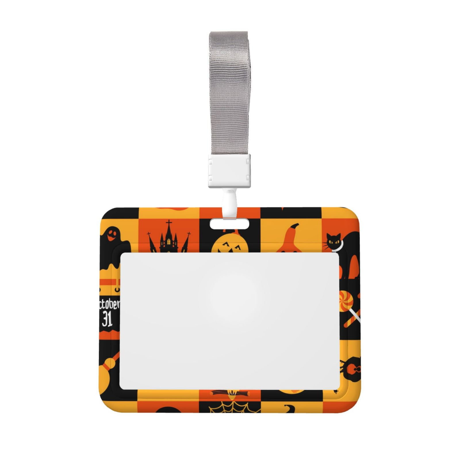 Junzan Halloween Banner Symbols Id Badge Holder With Windows Key Card ...