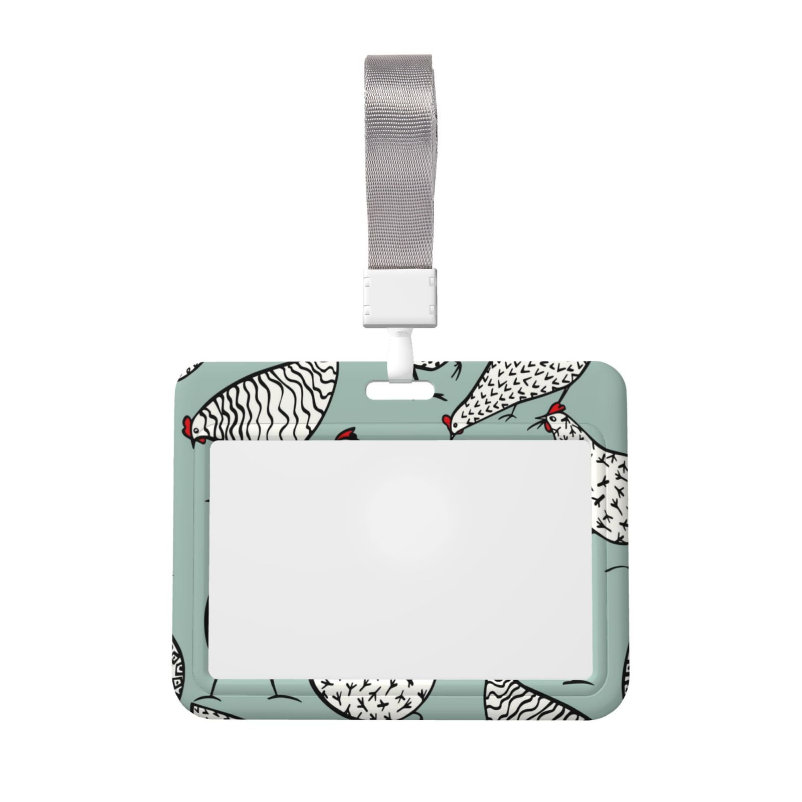 Junzan Hand Drawn Chickens Id Badge Holder With Windows Key Card Work ...