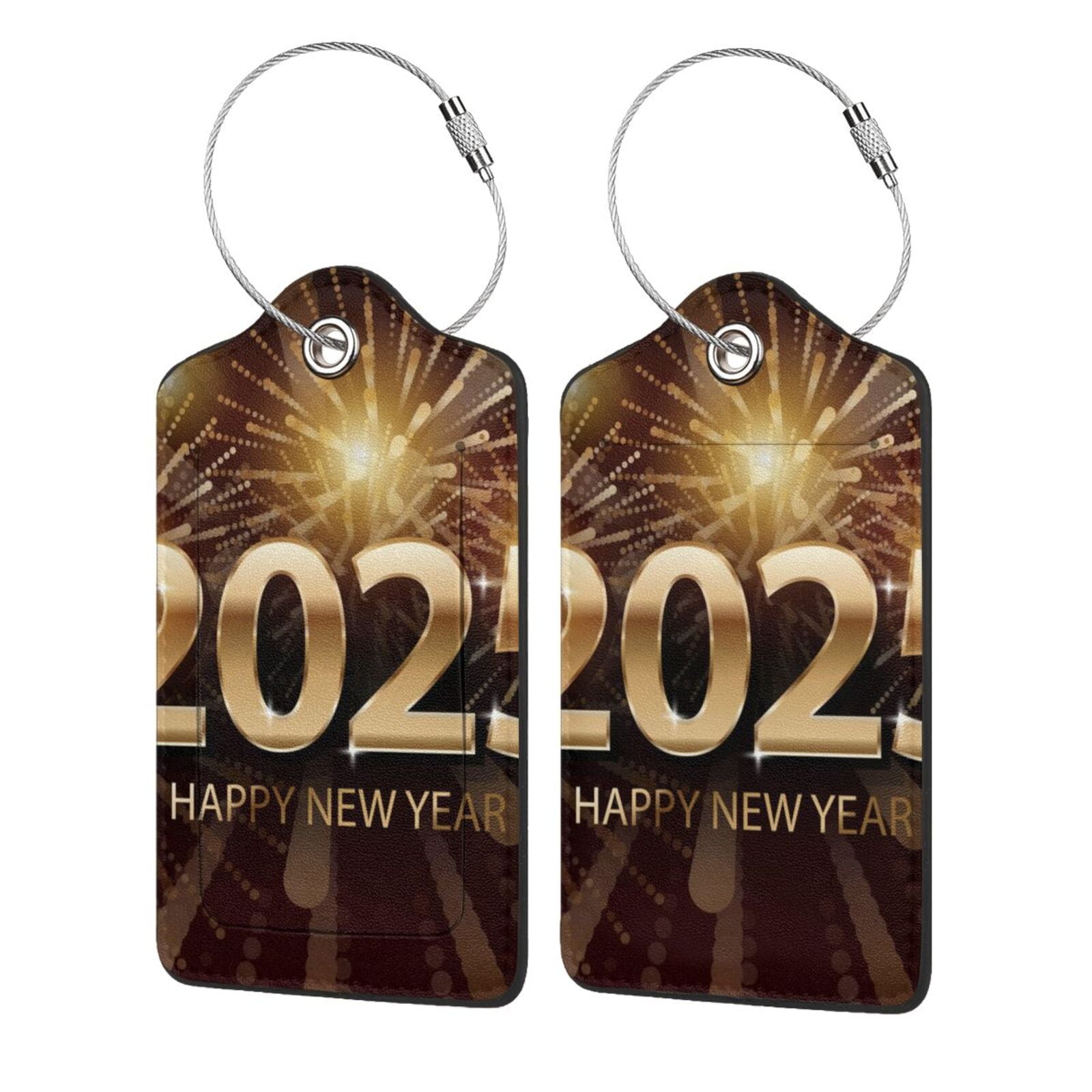 Junzan Happy New Year 2025 B for Luggage Tags,Leather Luggage Tags for ...