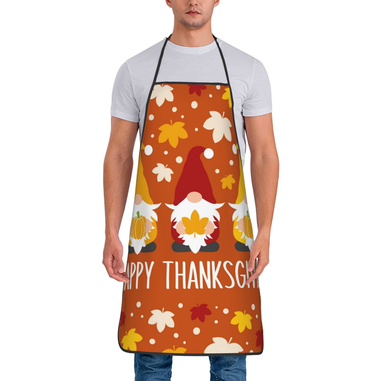 Junzan Happy Thanksgiving Three Gnomes Print Kitchen Cooking Aprons ...
