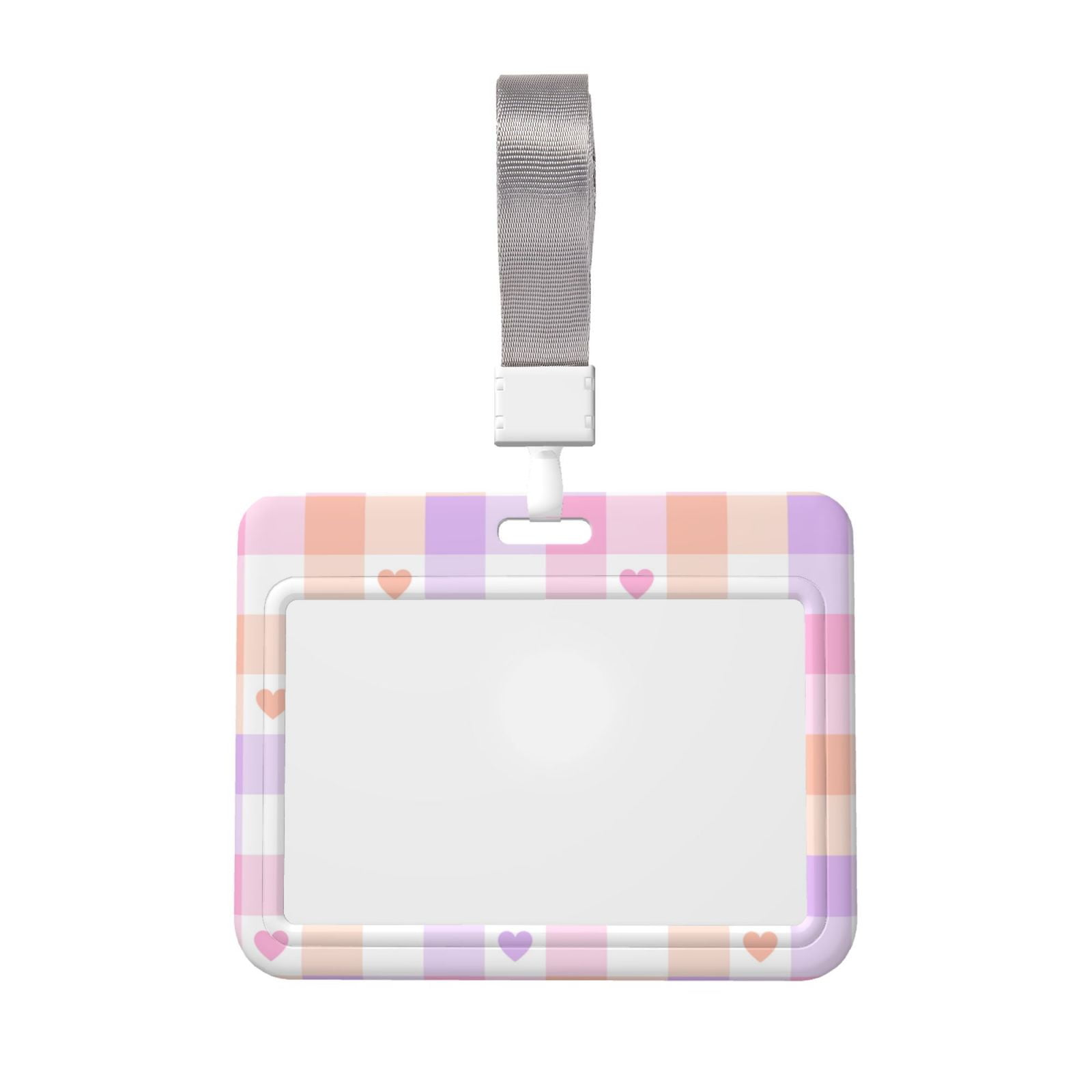 Junzan Heart Buffalo Plaid Id Badge Holder With Windows Key Card Work ...