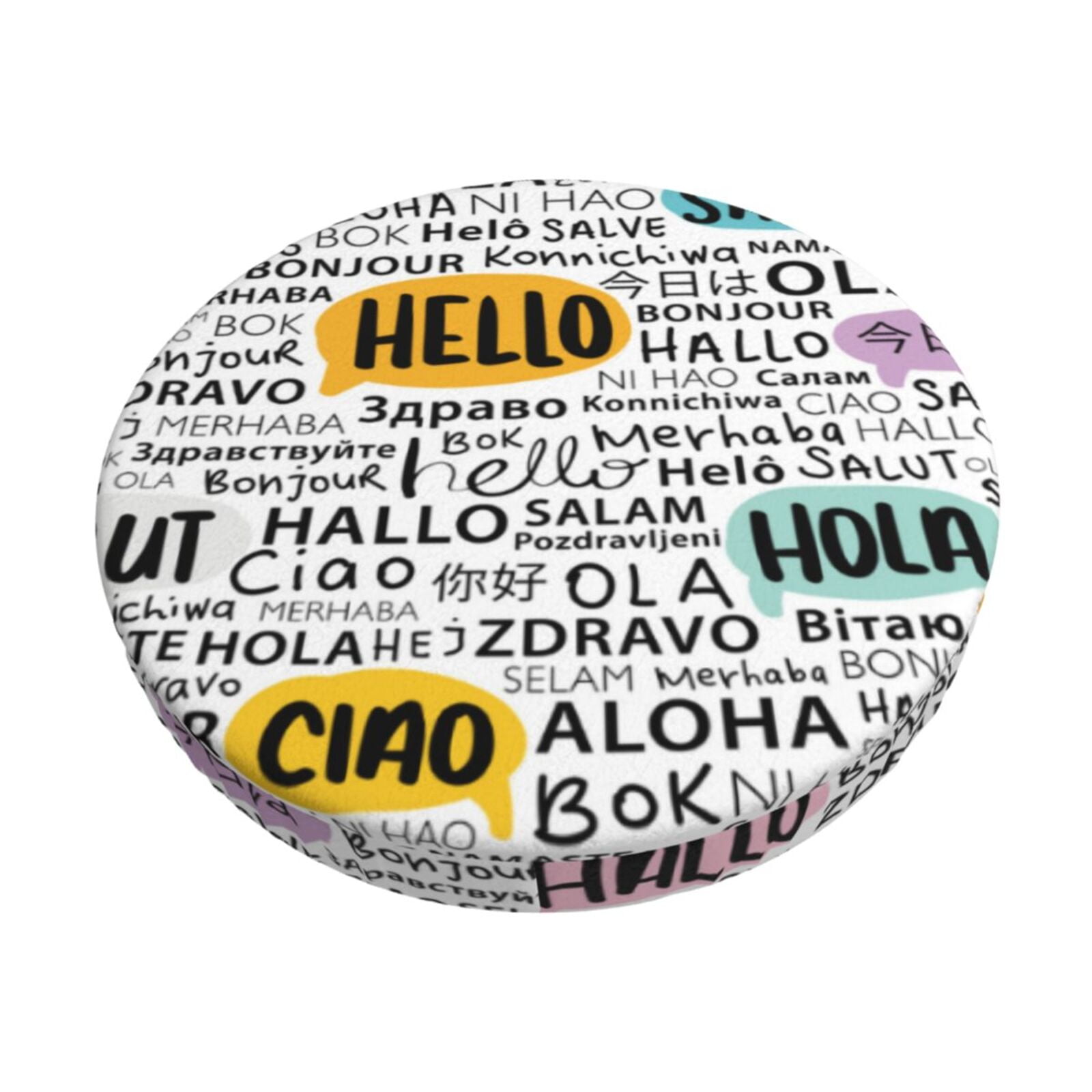 Junzan Hello Bar Stool Cover Round Seat Cushion With Elastic Washable ...
