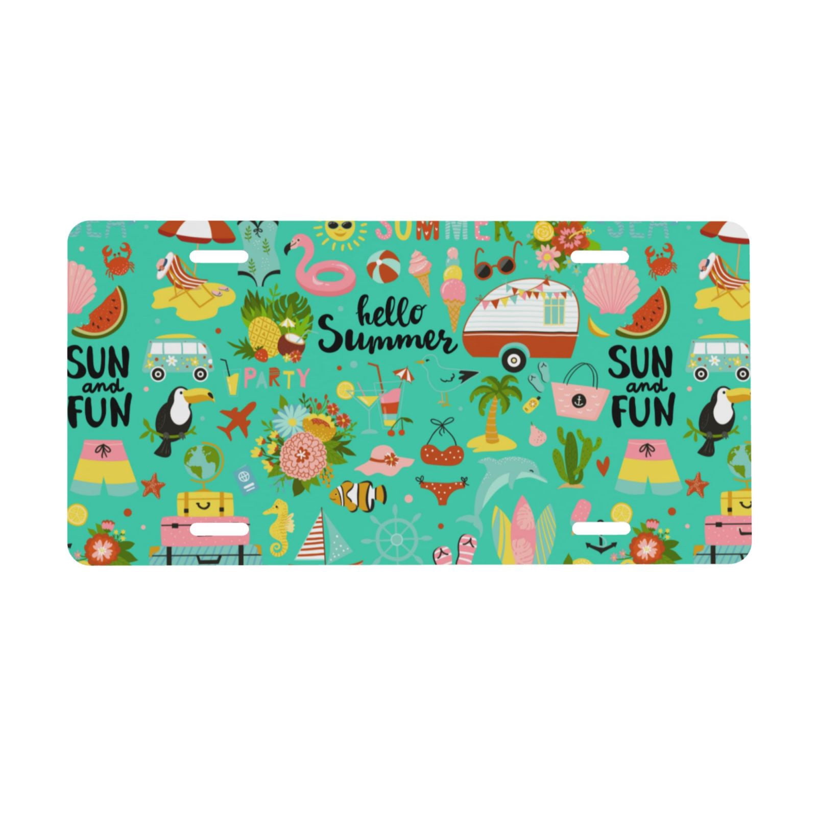 Junzan Hello Summer Front License Plate Covers Decorative Car Metal ...