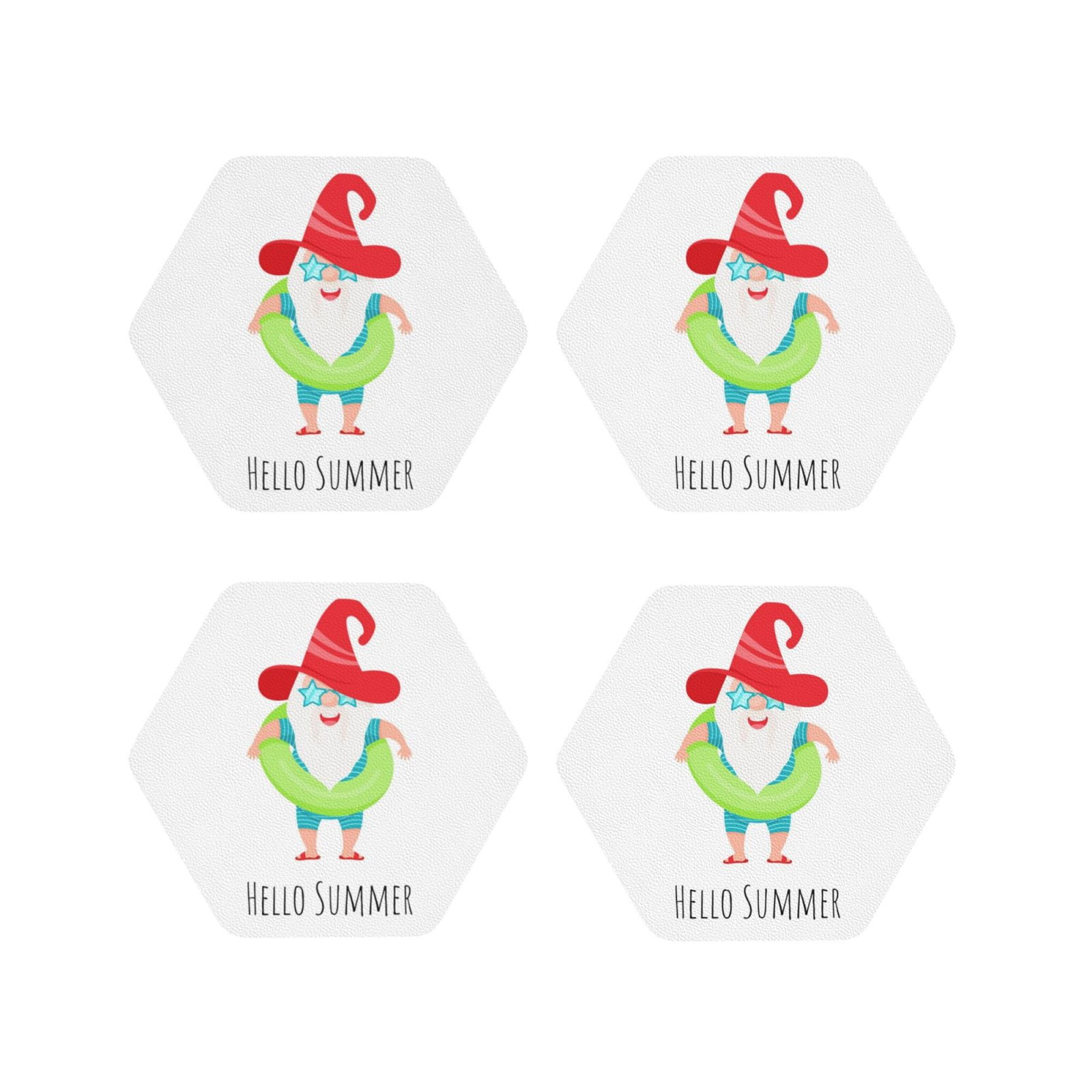 Junzan Hello Summer Gnome 2 Print Coasters for Drinks - Leather ...