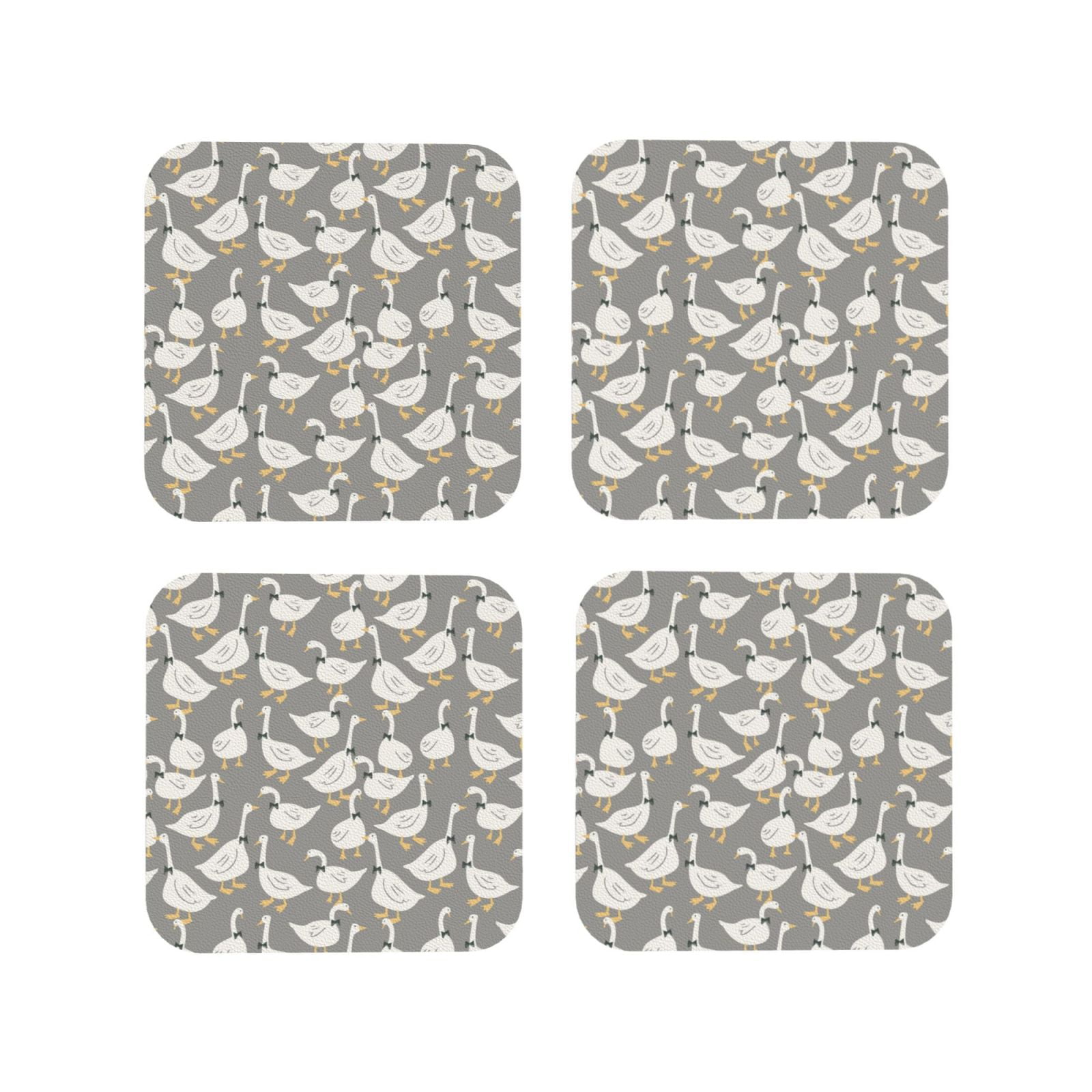 Junzan Herd of ducks Print Coasters for Drinks - Leather Coasters Set ...
