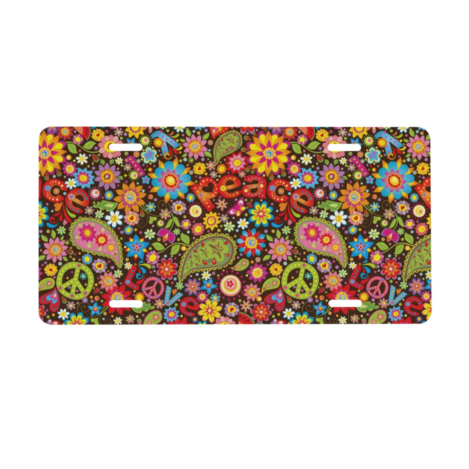 Junzan Hippie Peace Love Front License Plate Covers Decorative Car ...