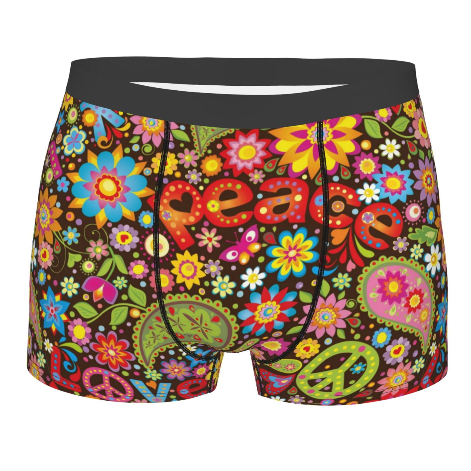 Junzan Hippie Peace Love Mens Underwear Boxer Briefs For Men’s - Large ...