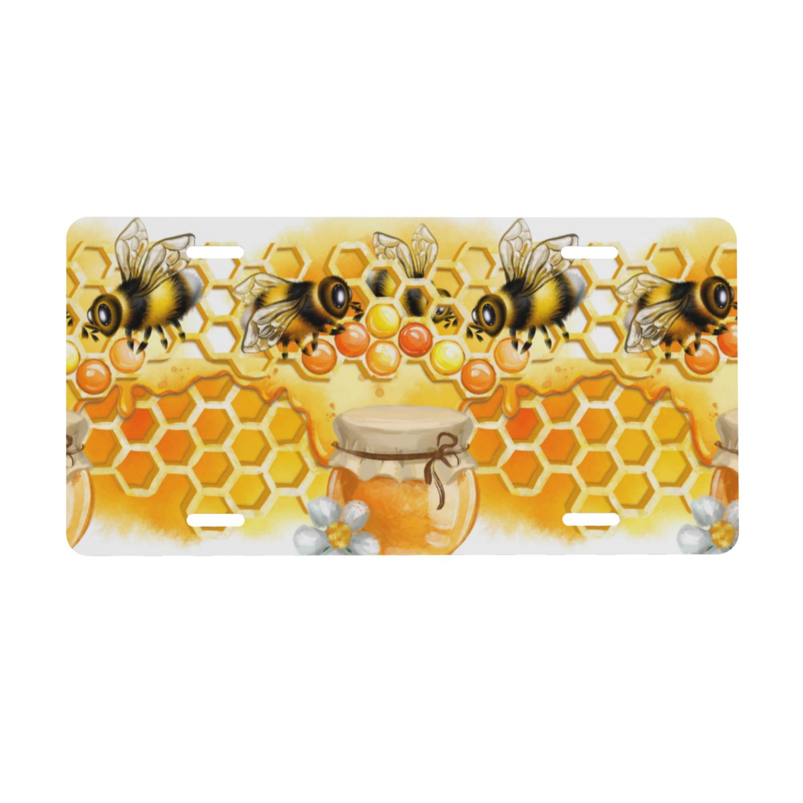 Junzan Honey Bee Front License Plate Covers Decorative Car Metal Plates ...