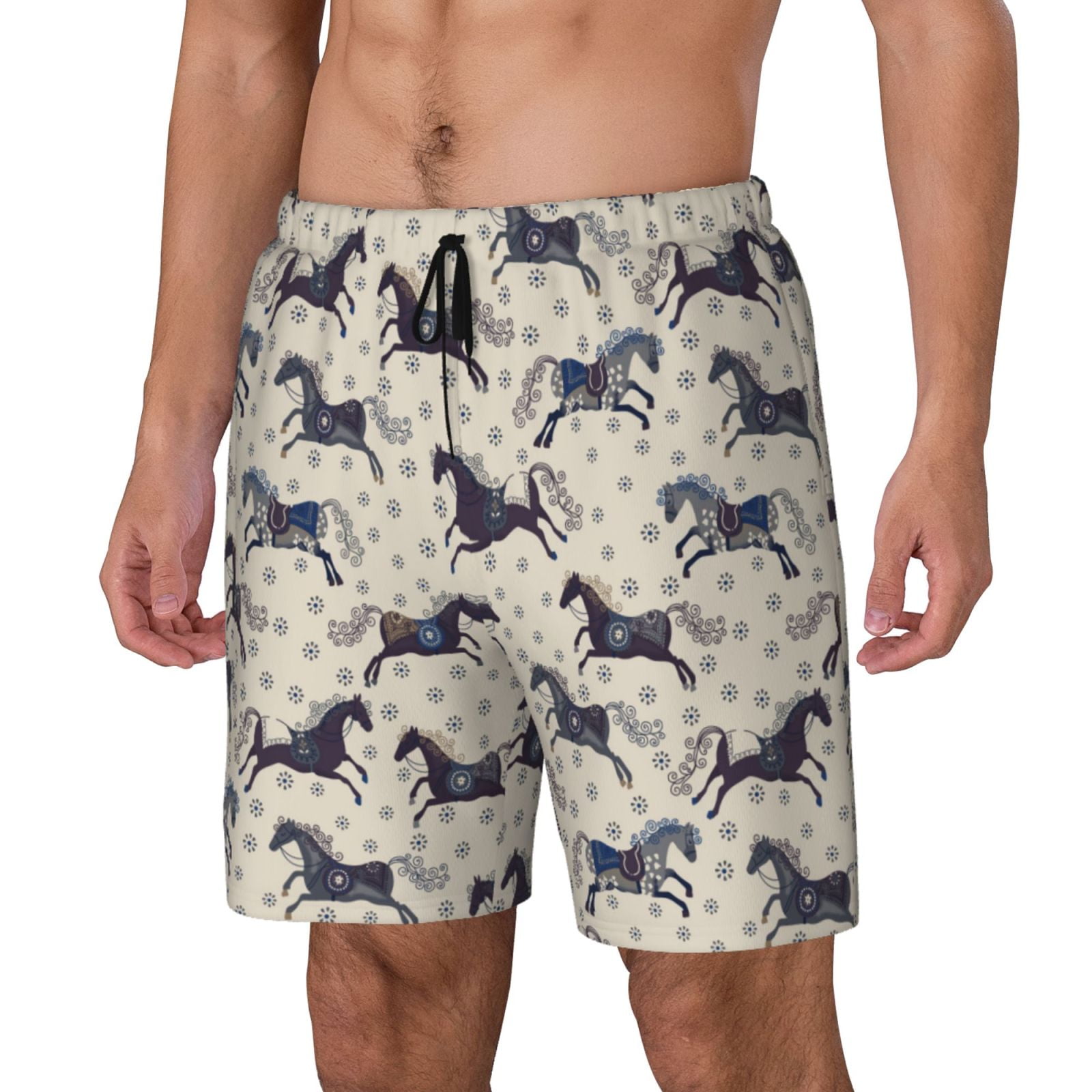 Junzan Horse Print Swim Trunks Men Swim Shorts with Built-in ...