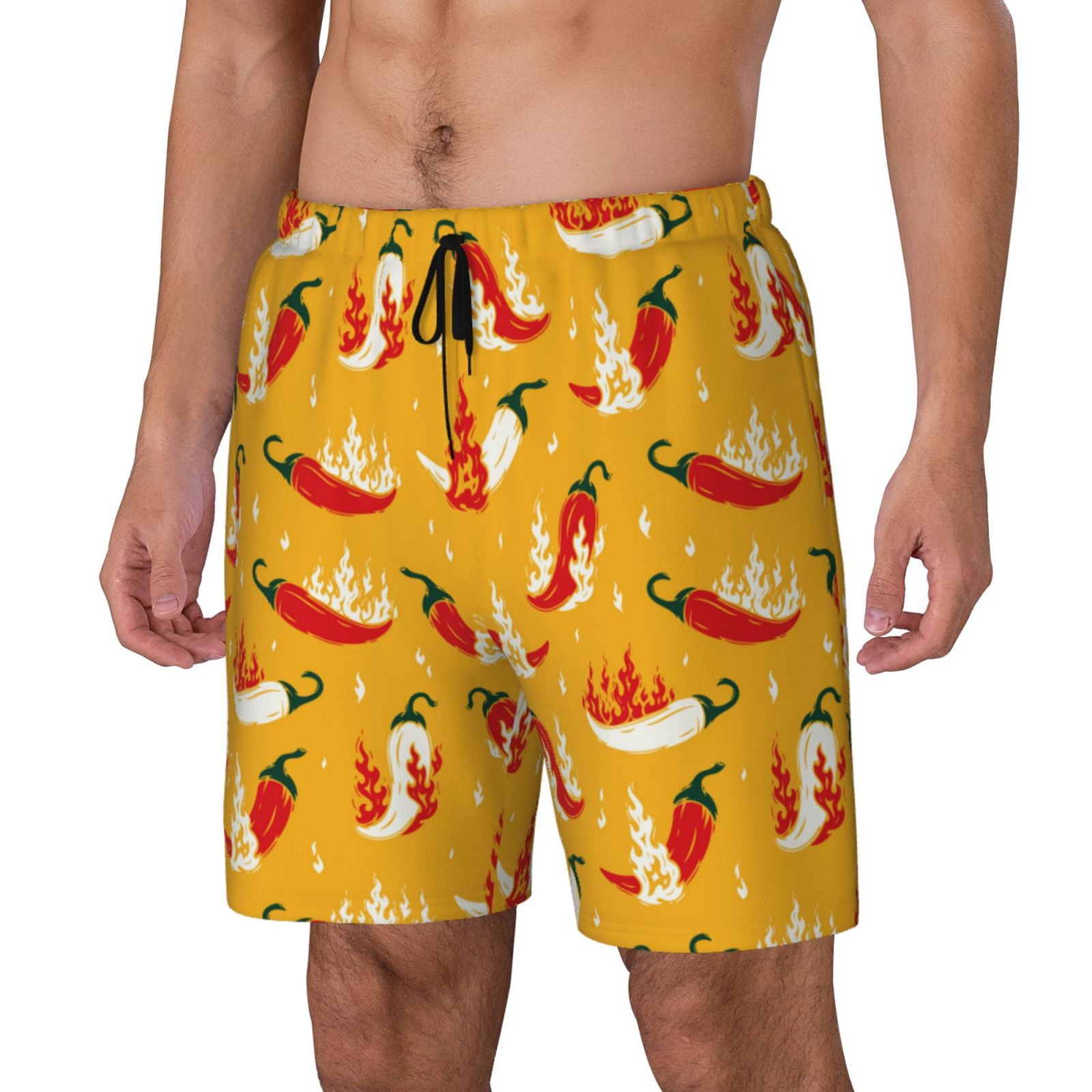 Junzan Hot Chilli Print Swim Trunks Men Swim Shorts with Built-in ...