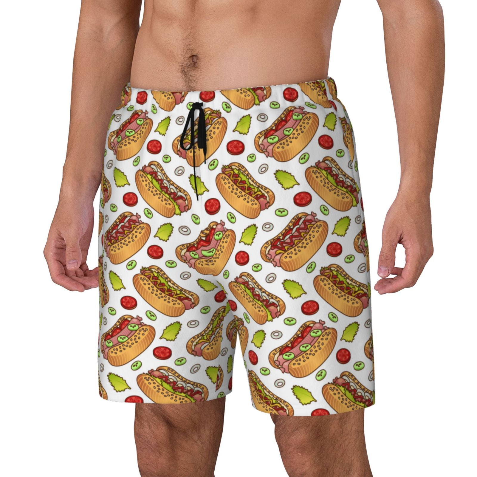 Junzan Hot Dog 7 Print Swim Trunks Men Swim Shorts with Built-in ...