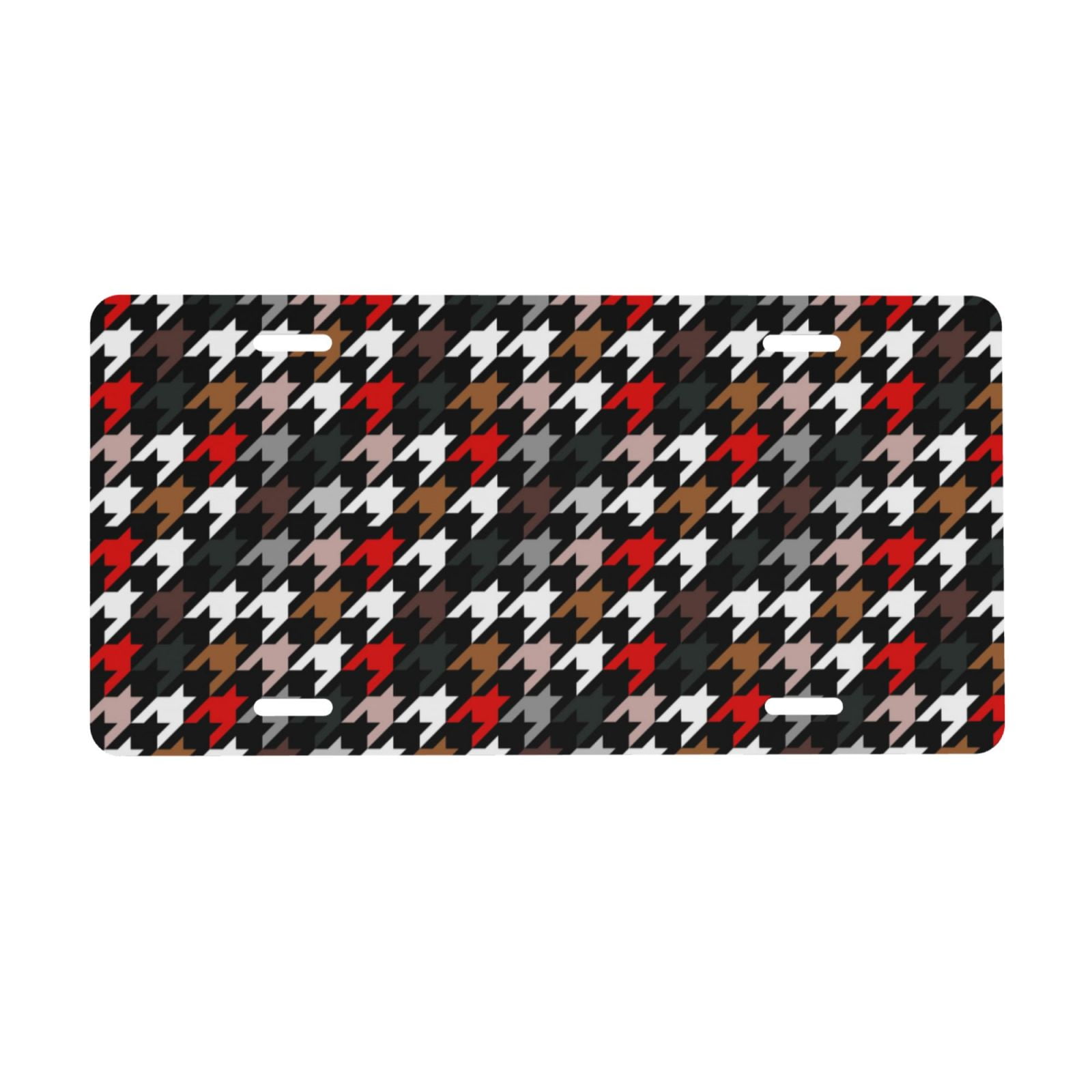 Junzan Houndstooth Green Red Front License Plate Covers Decorative Car ...