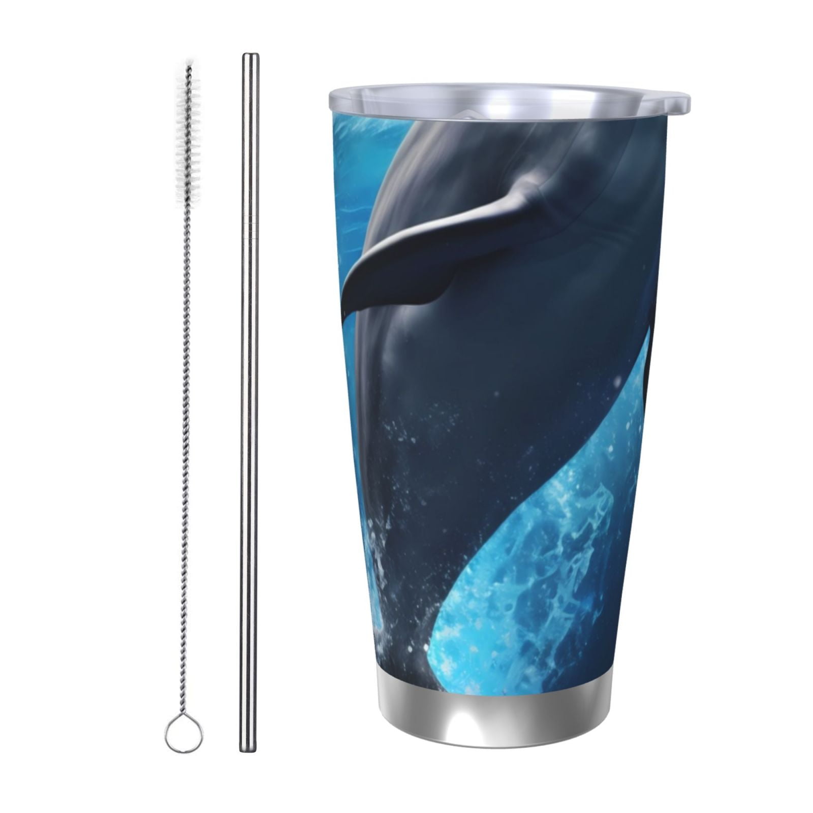Junzan Ice Blue Ocean Cute Dolphin for 20oz Stainless Steel Insulated ...
