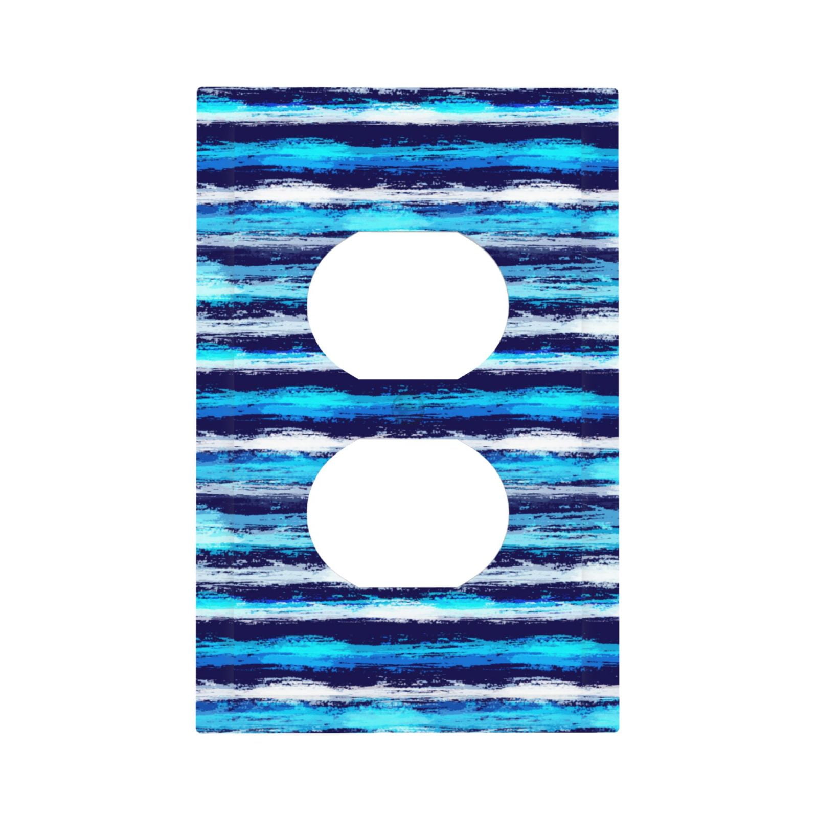 Junzan Ice Blue Stripes for Electrical Outlet Covers, 5" x 3" Electric ...
