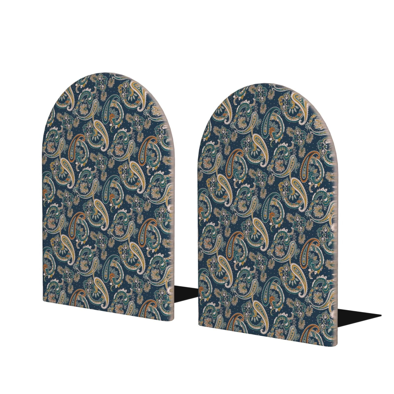 Junzan Indian Paisley 2 for Wood Bookends,1 Pair Book Ends for Shelves ...