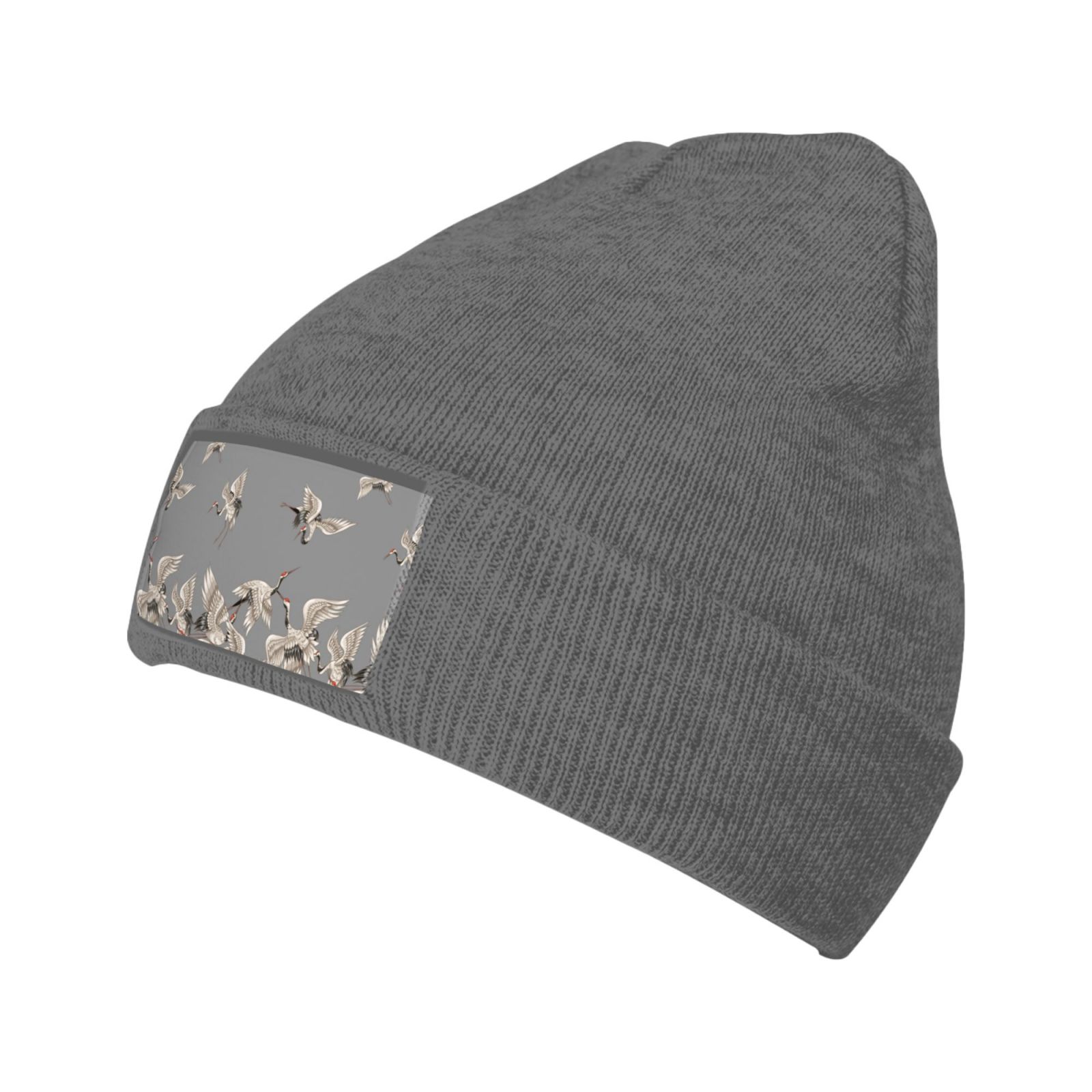 Junzan Japanese White Cranes Mens Winter Hats Thick Knit Cuff Beanie ...