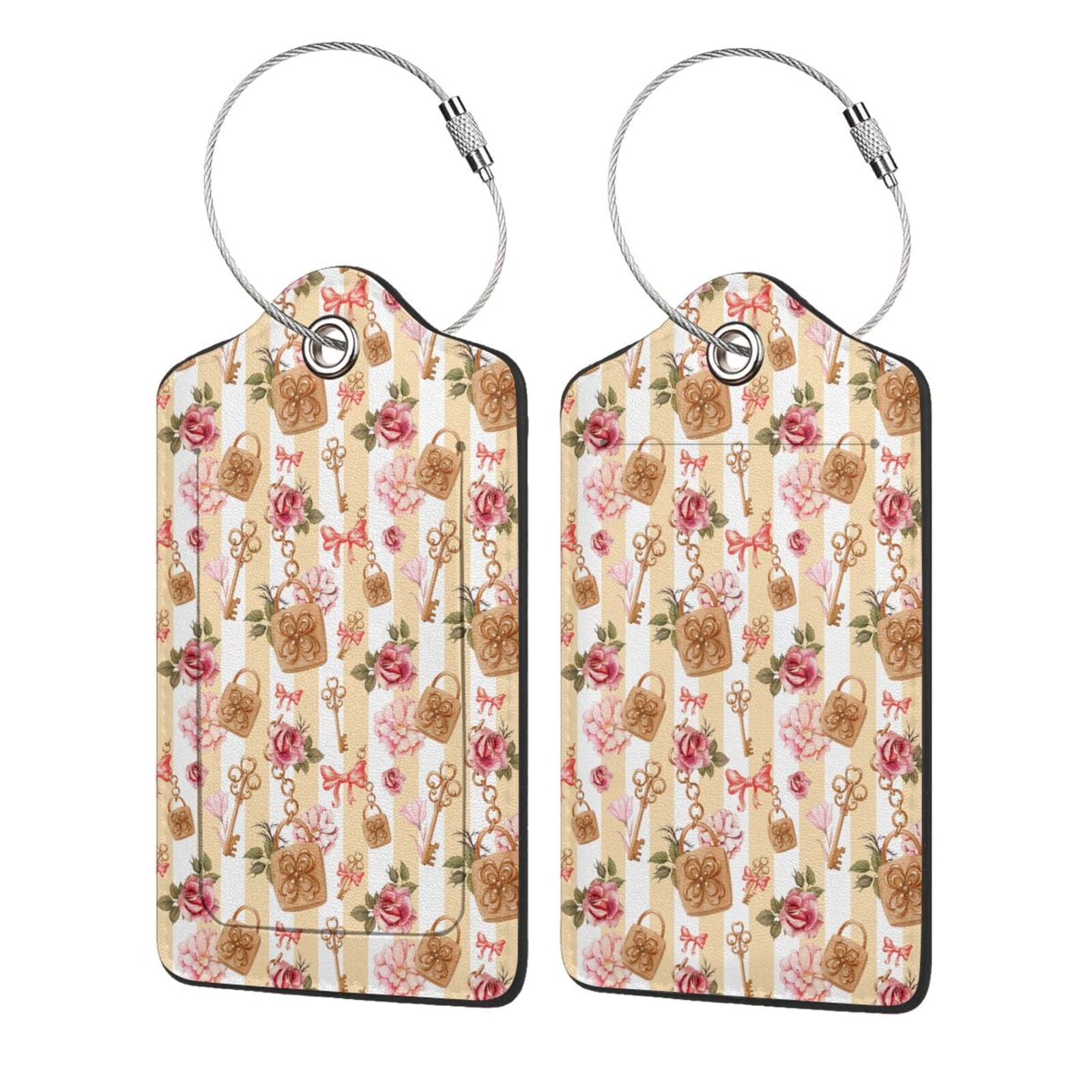 Junzan Key Lock And Flowers for Luggage Tags,Leather Luggage Tags for ...
