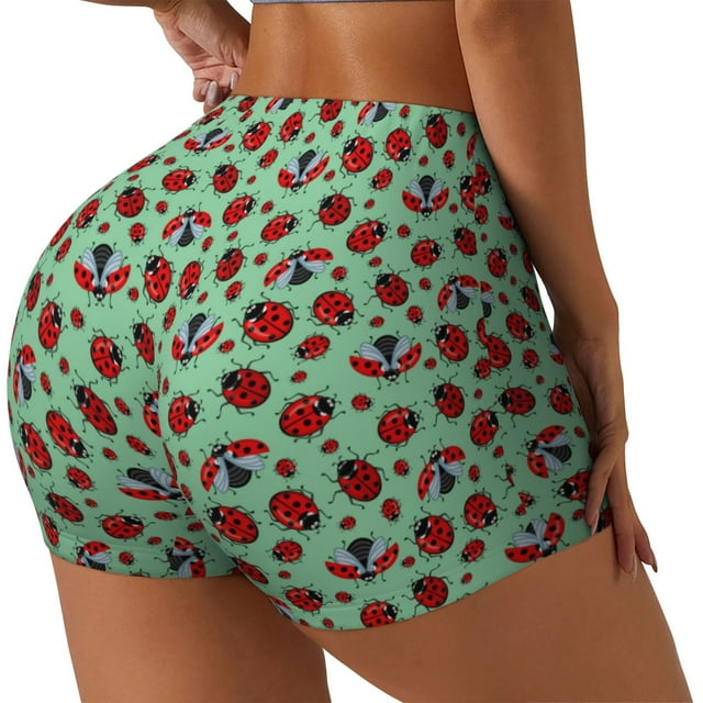 Junzan Ladybugs 3 Pattern Women Workout Impact Shorts,Scrunch Short Gym ...