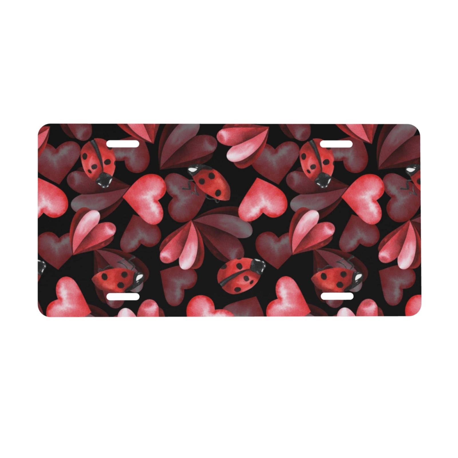 Junzan Ladybugs And Red Hearts Front License Plate Covers Decorative ...
