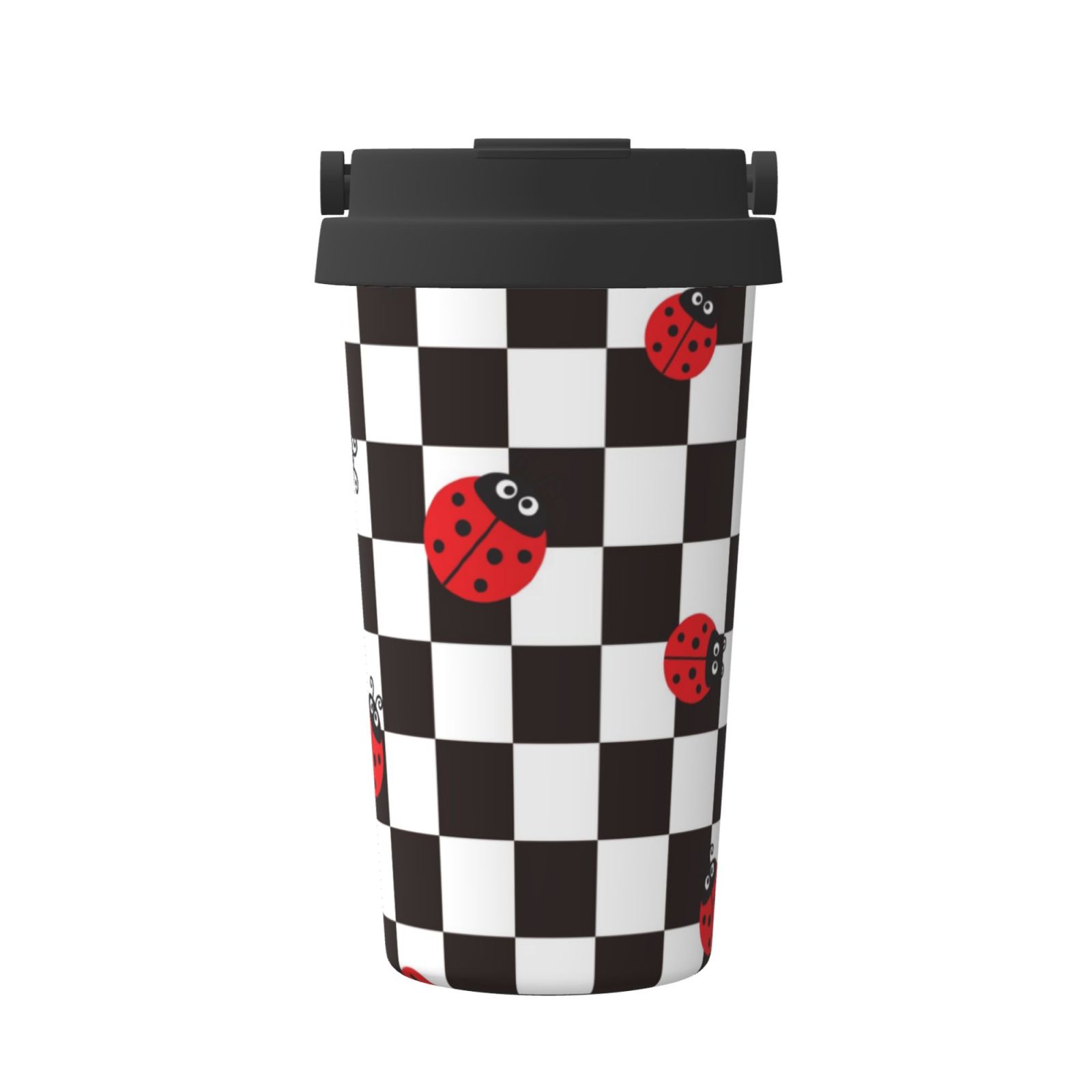 Junzan Ladybugs Of Black And White Checkers for Stainless Steel Vacuum ...