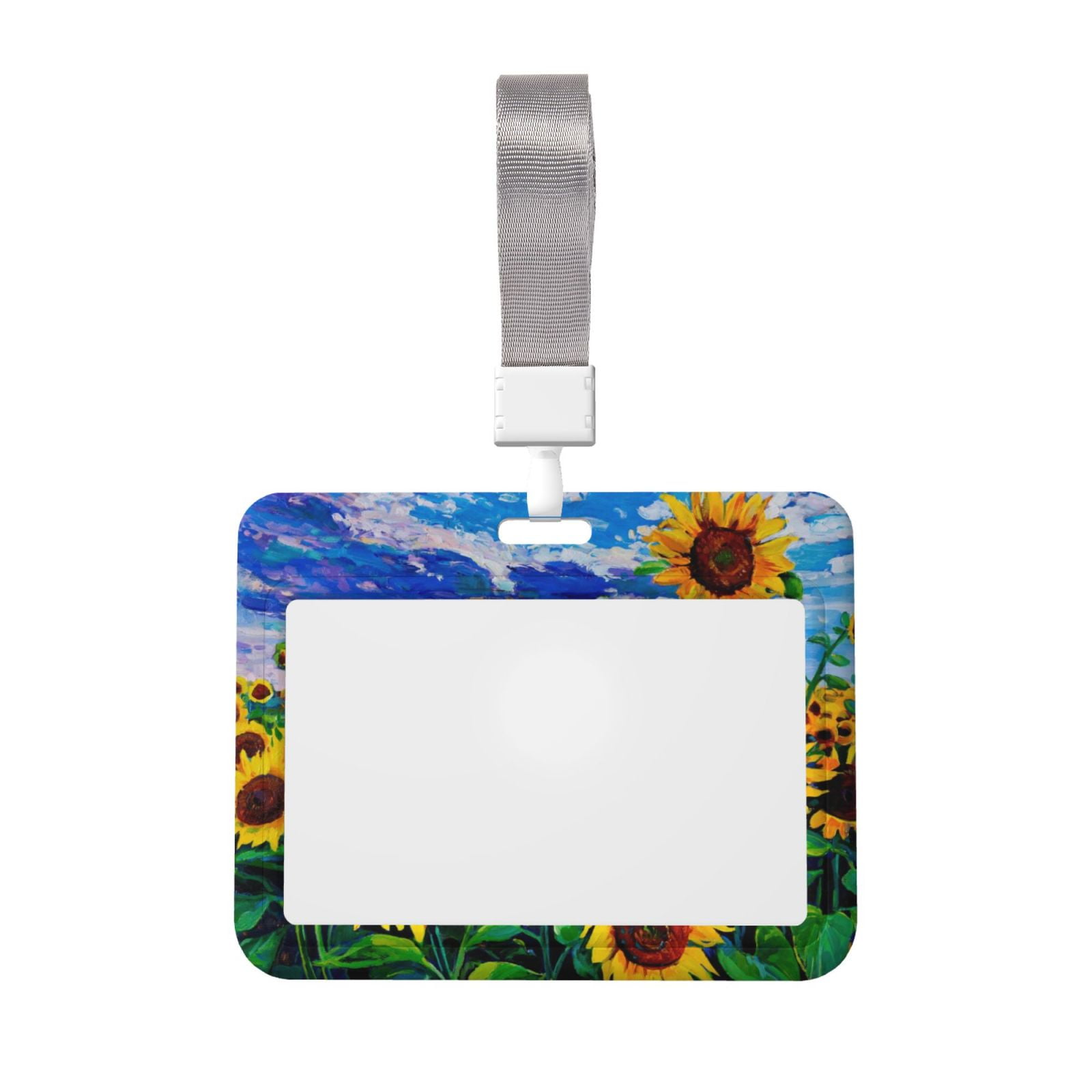 Junzan Landscape With Sunflowers Id Badge Holder With Windows Key Card ...