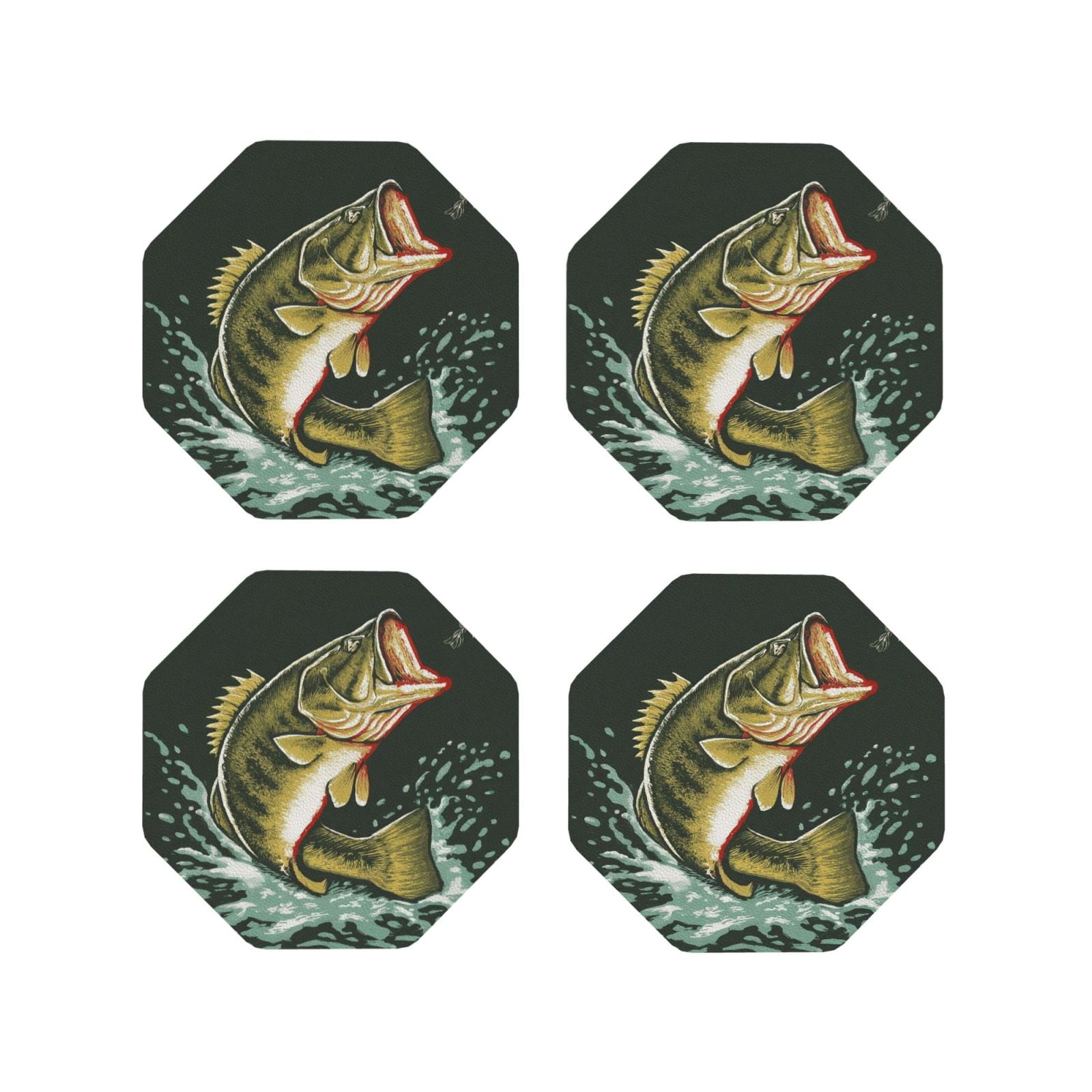 Junzan Largemouth Bass jumps out of water Print Coasters for Drinks ...