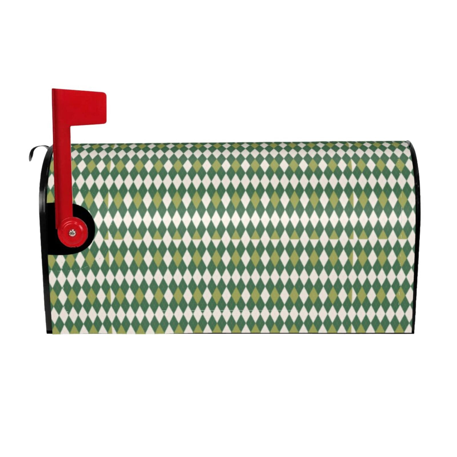 Junzan Light Green Squares Pattern Mailbox Covers,Magnetic Mailbox ...