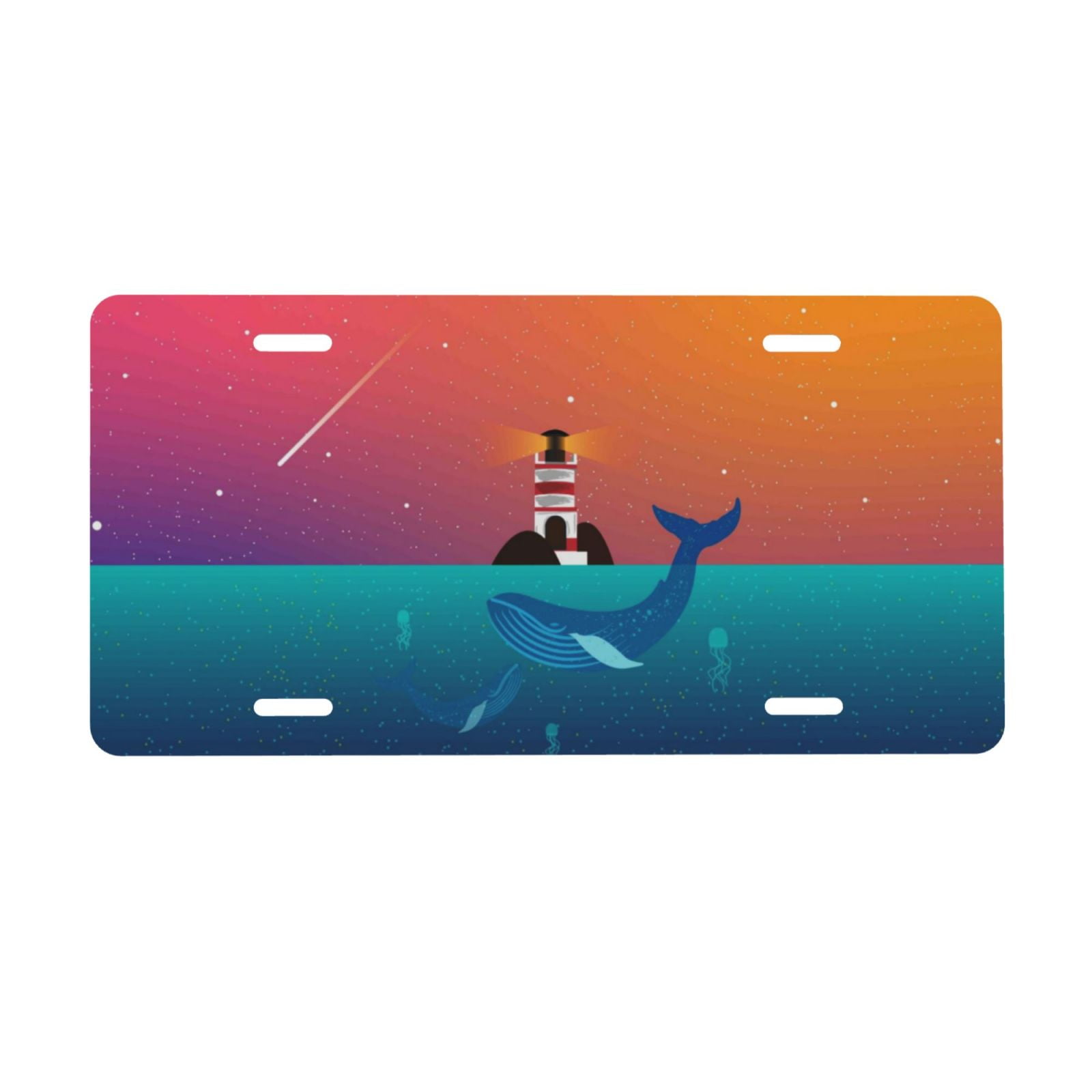 Junzan Lighthouse And Whale Front License Plate Covers Decorative Car ...