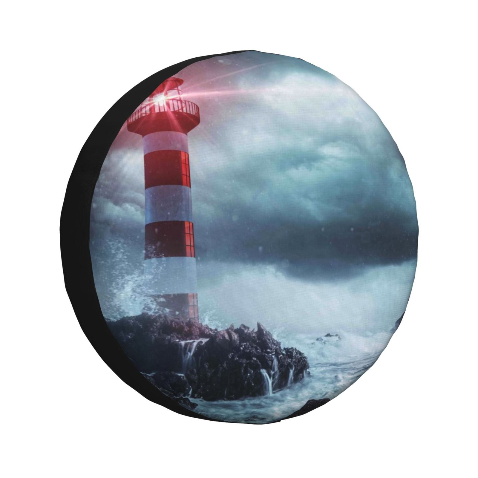 Junzan Lighthouse In A Stormy Sea Tire Cover Wheel Protector for Truck ...