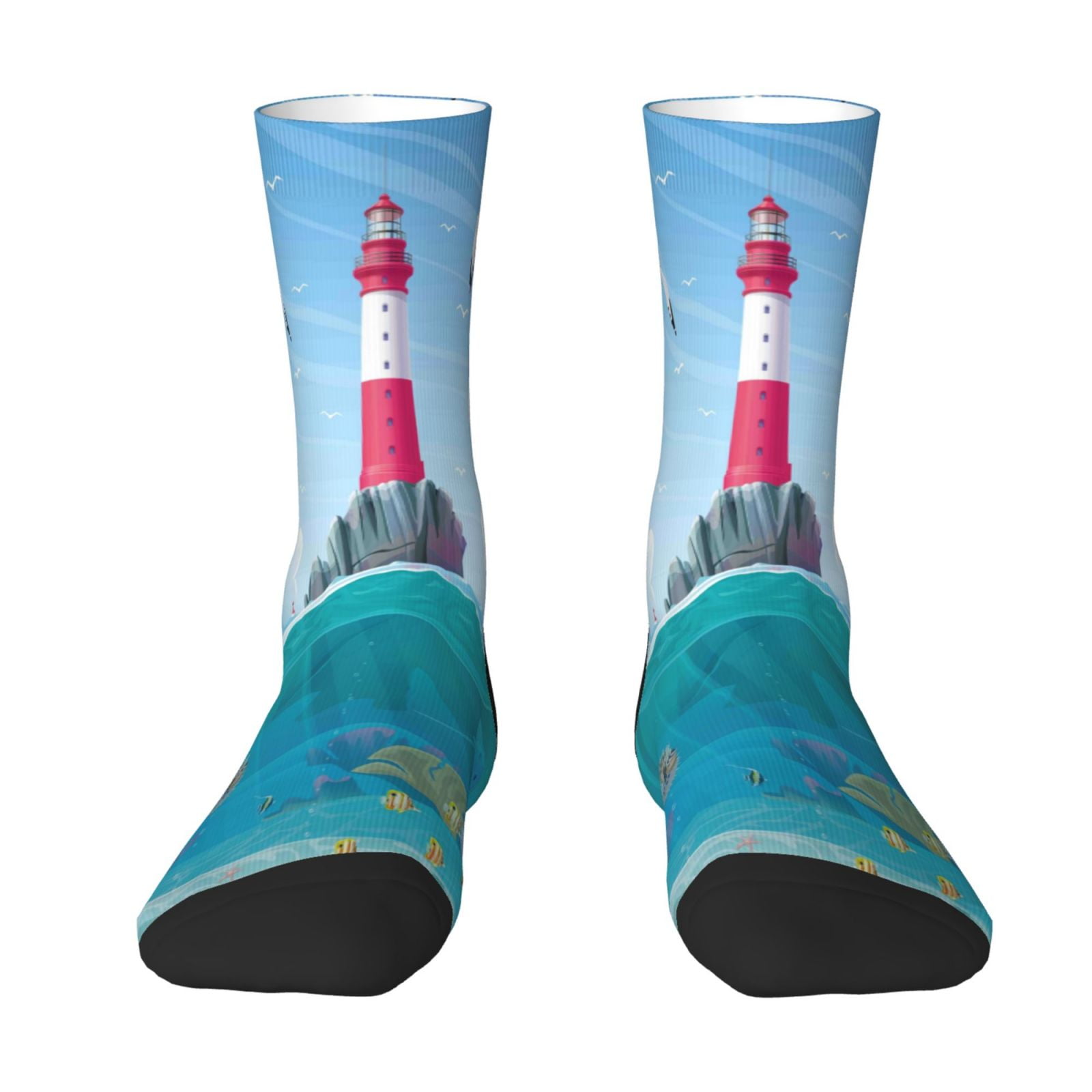 Junzan Lighthouse Sea Port Mens Funny Socks For Men Women Colorful Fun ...