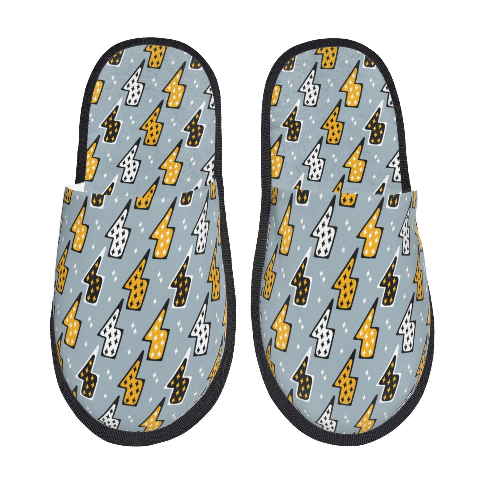 Junzan Lightning Bolts Fuzzy Feet Slippers for Women,House Shoes Non ...