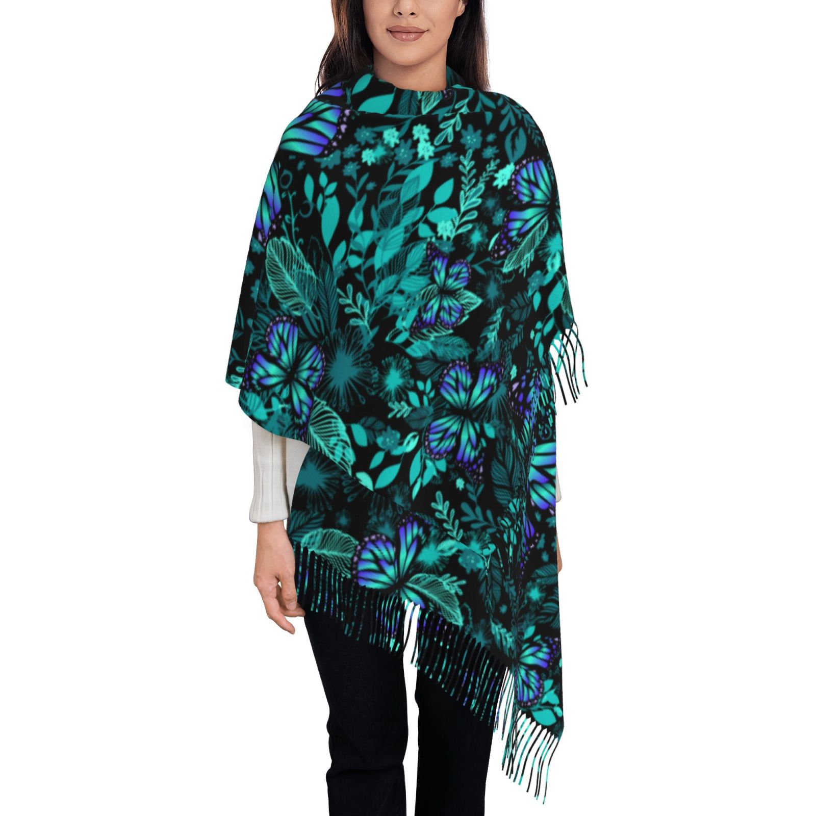 Junzan Lightweight Women'S Fashion Blue Floral With Butterflies Printed ...